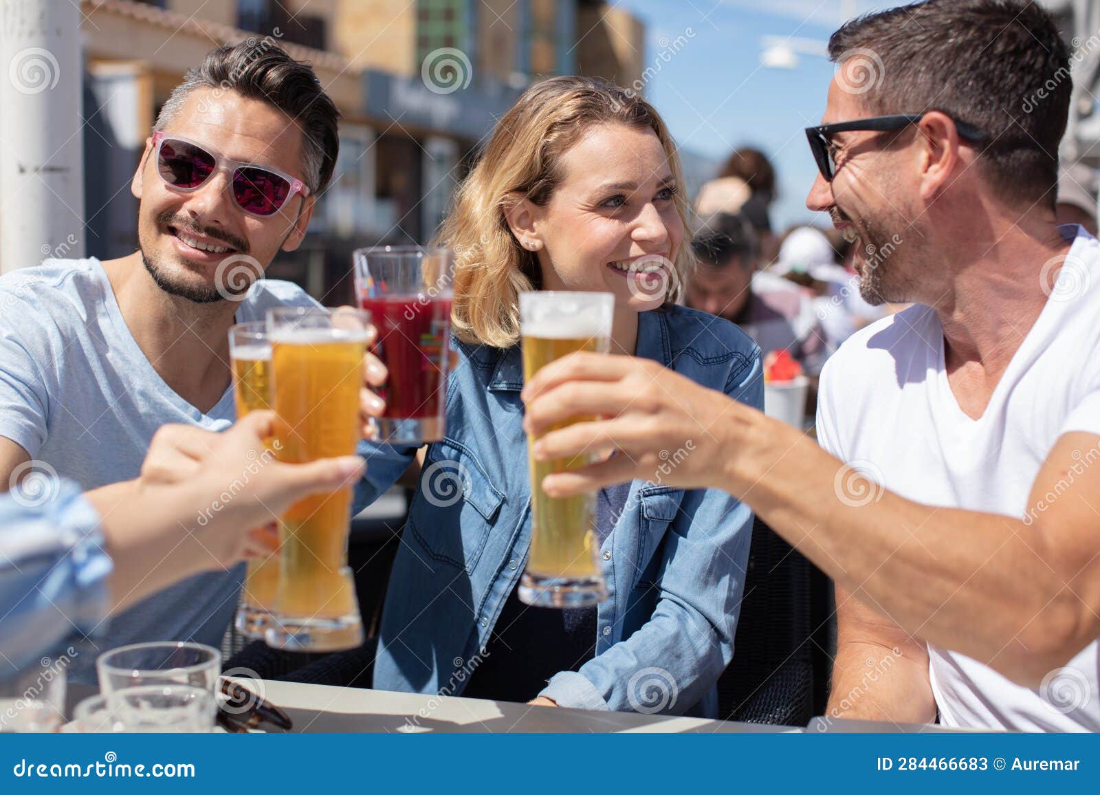 Friends Drinking Beer and Having Fun Outdoors Stock Image - Image of ...