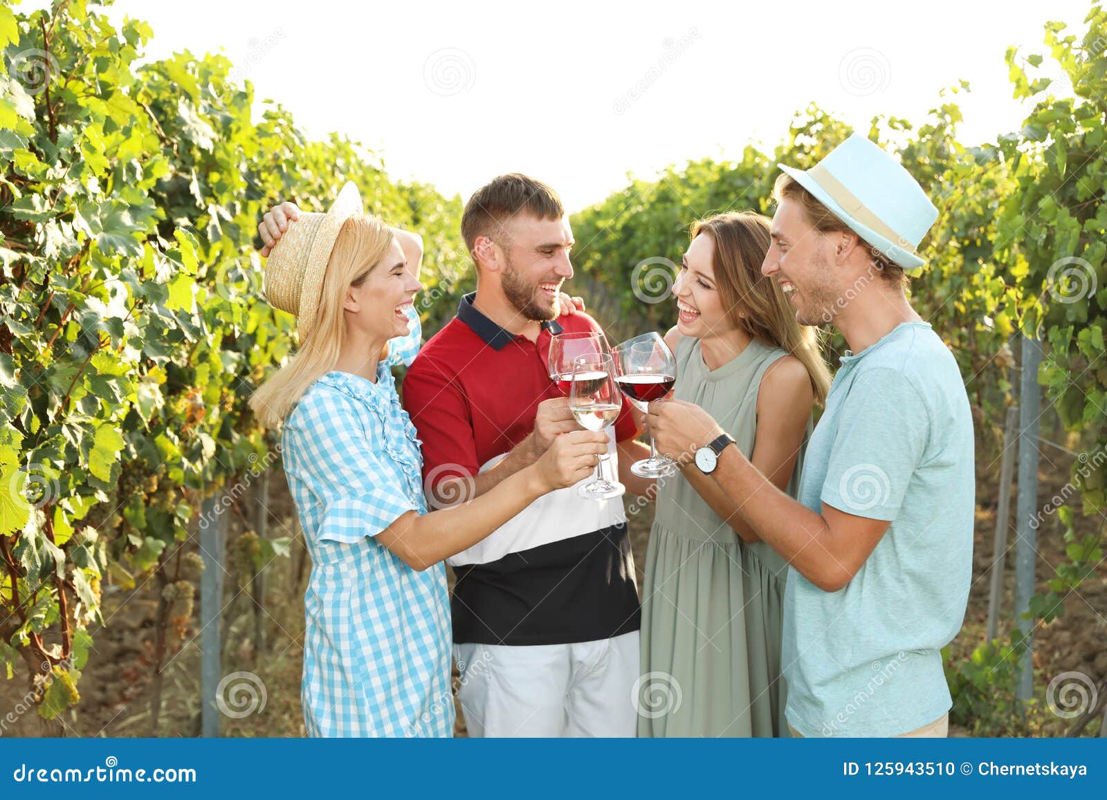 Friends Drinking Wine and Having Fun Stock Photo - Image of group ...