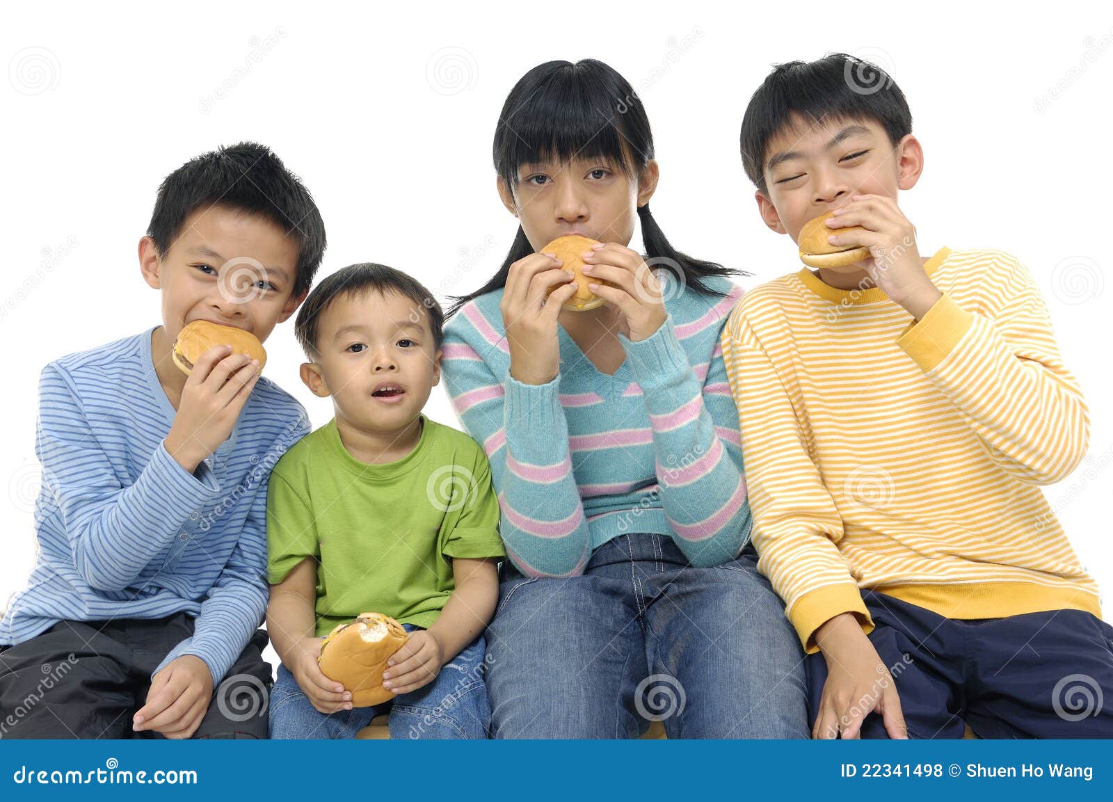 Friends eating stock photo. Image of hamburger, horizontal - 22341498