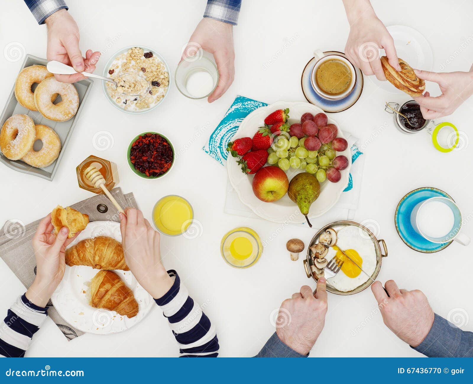 Friends eating breakfast stock photo. Image of drinking - 67436770