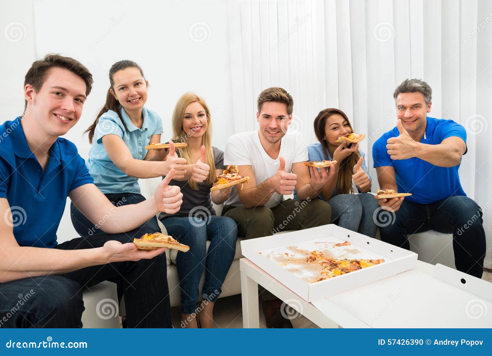 Friends Eating Pizza stock photo. Image of bonding, eating - 57426390