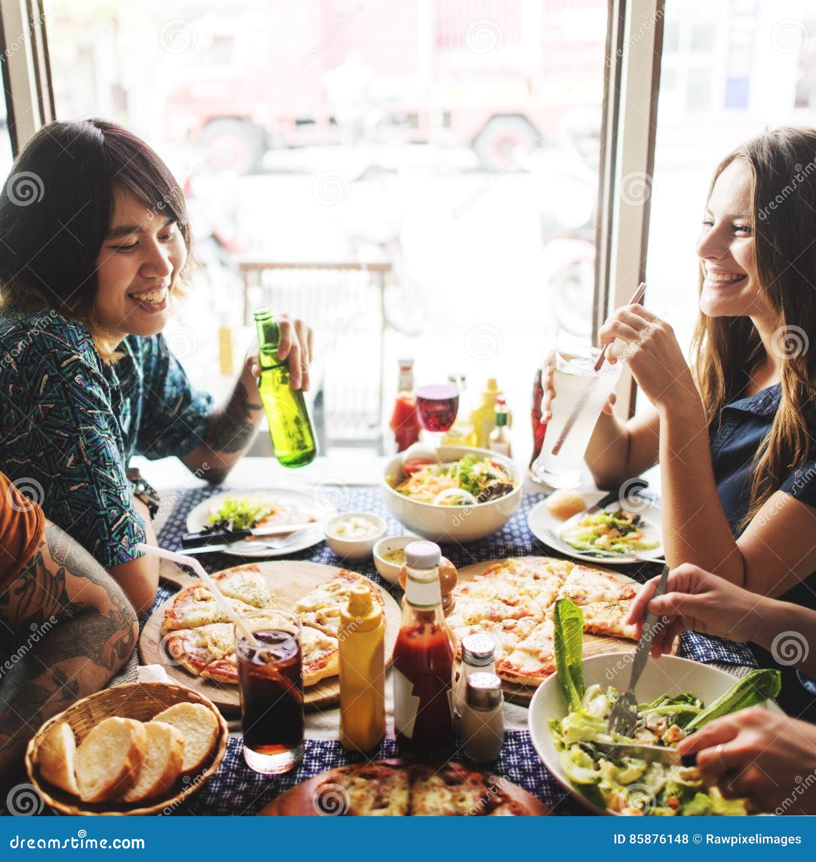 Friends Eating Pizza Party Together Concept Stock Photo - Image of ...