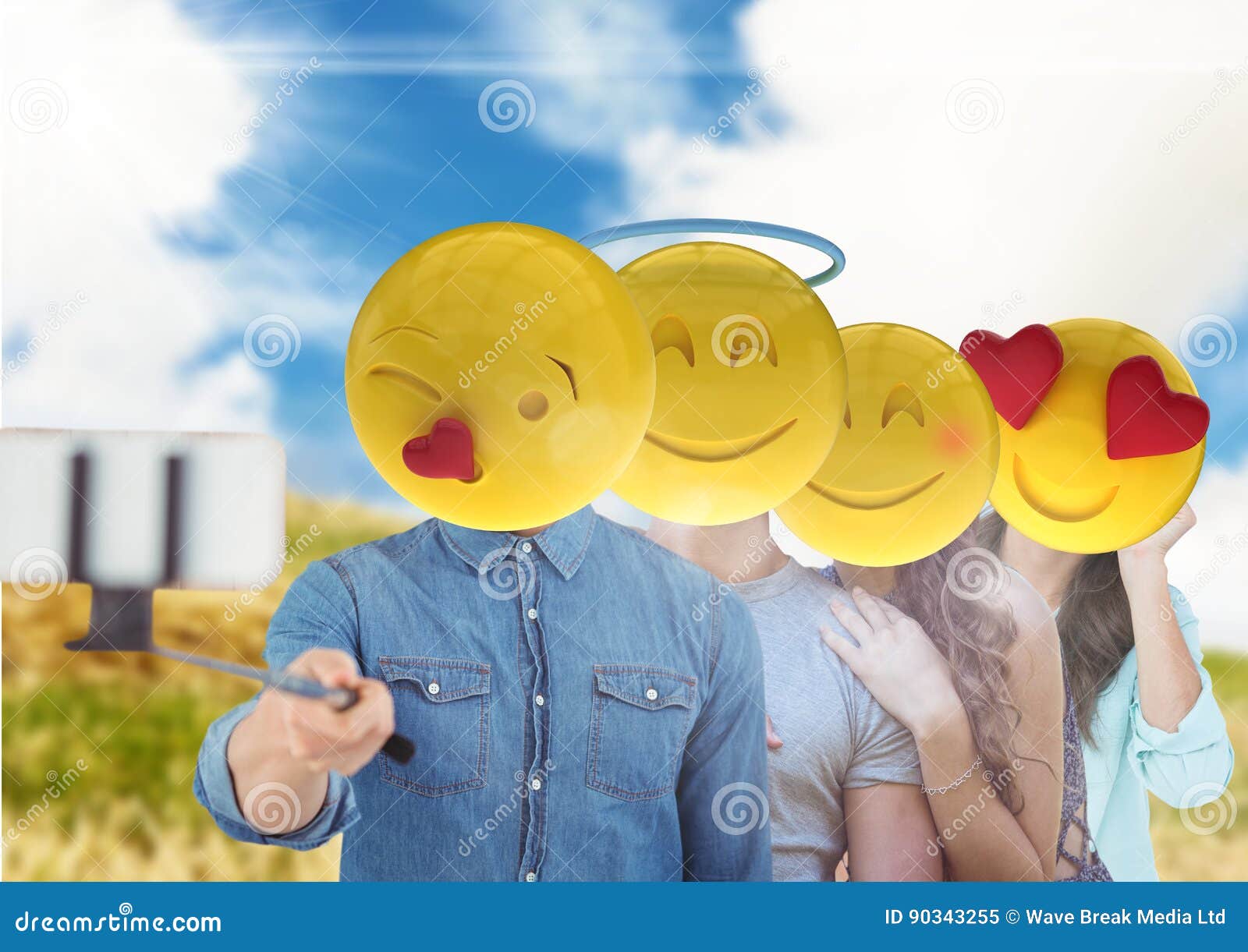 Friends emoji face selfi stock illustration. Illustration of career ...