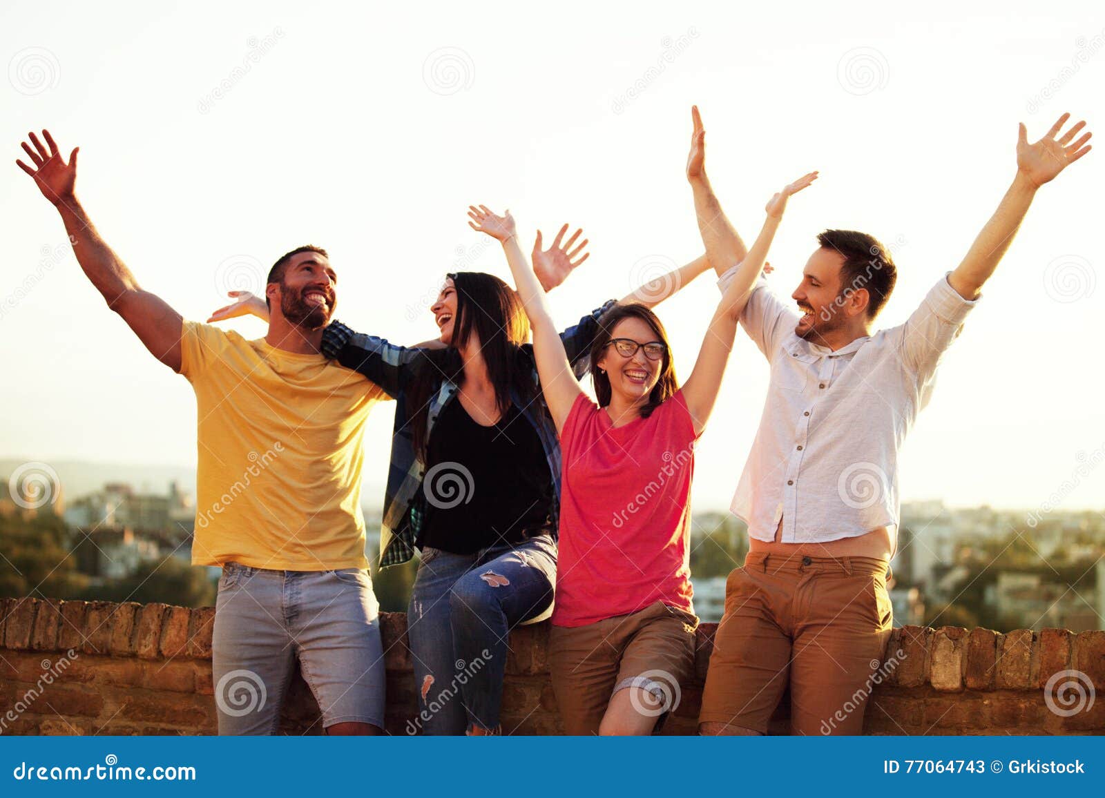 Friends Enjoying Outside stock image. Image of hipster - 77064743