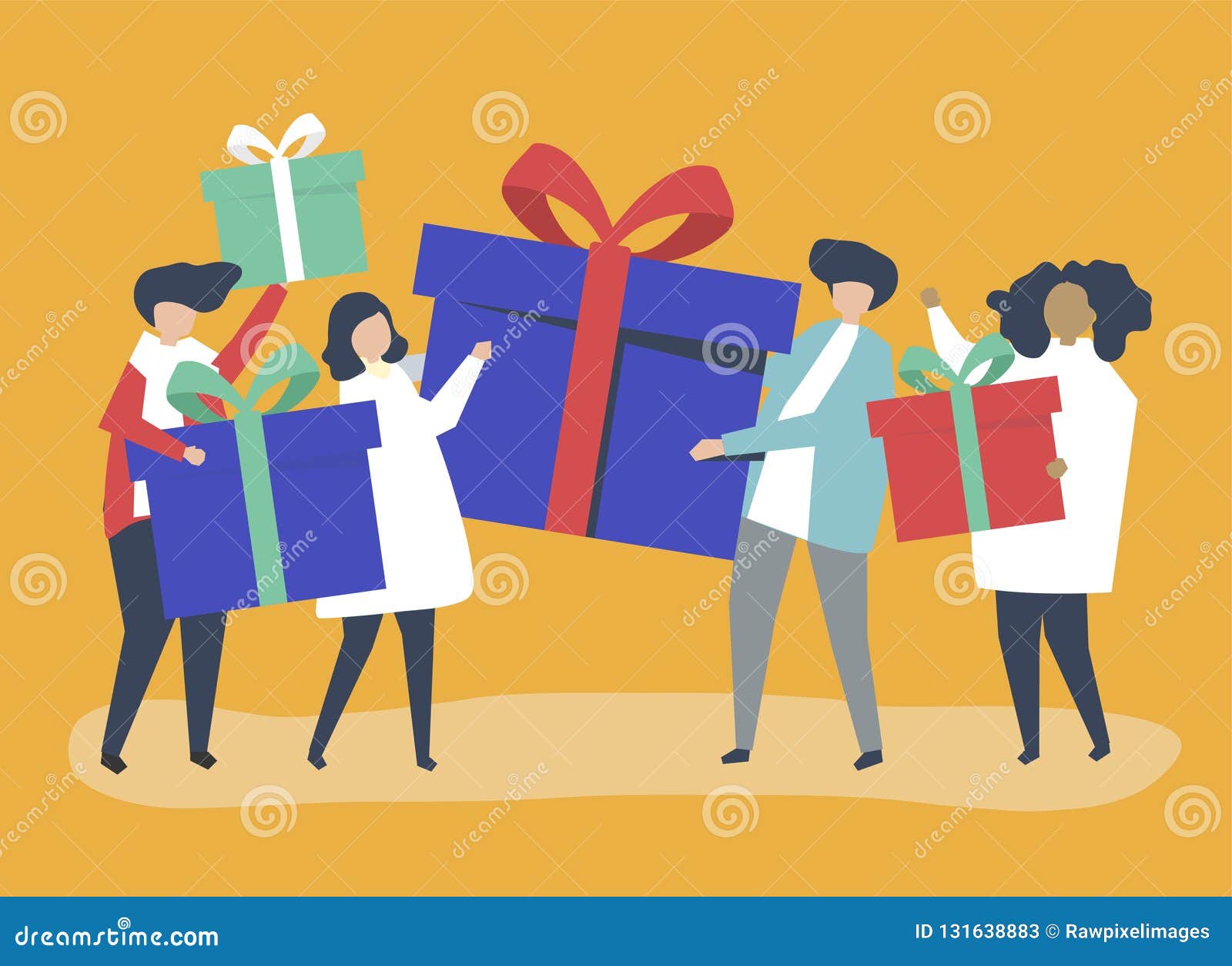 Friends Exchanging Gift Boxes with One Another Stock Vector ...