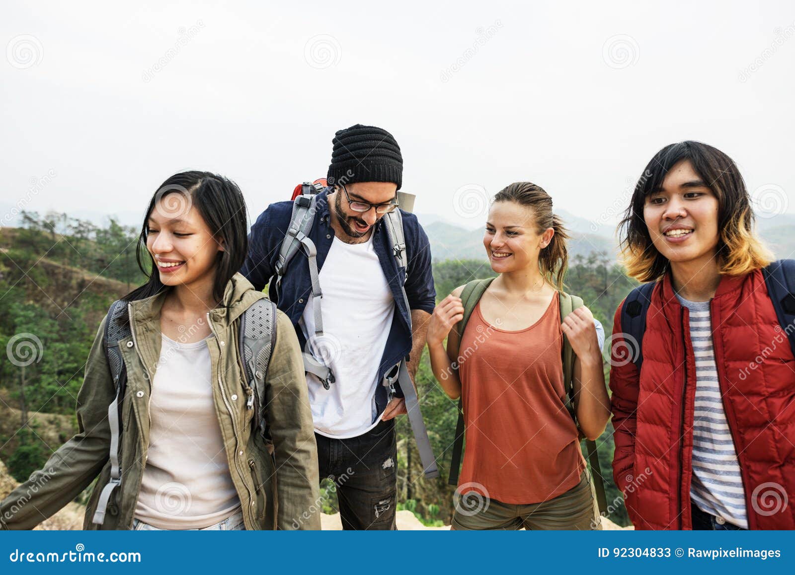 Friends Explore Nature Outdoors Concept Stock Image - Image of group ...