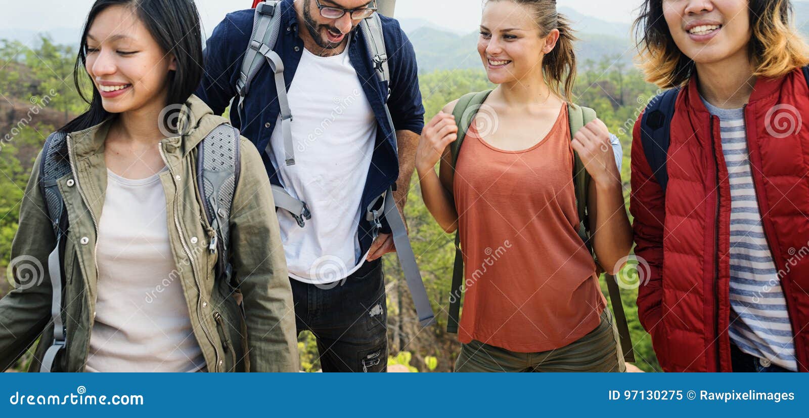 Friends Explore Nature Outdoors Concept Stock Image - Image of women ...