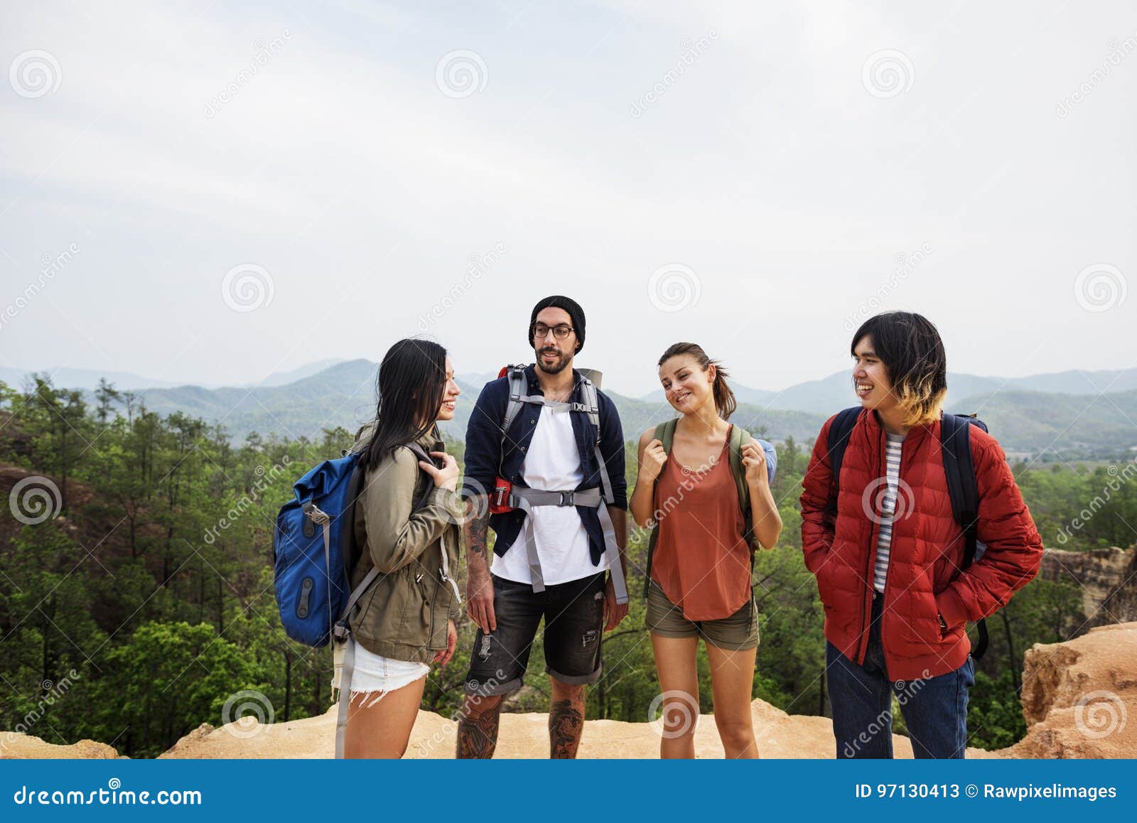 Friends Explore Nature Outdoors Concept Stock Image - Image of ...