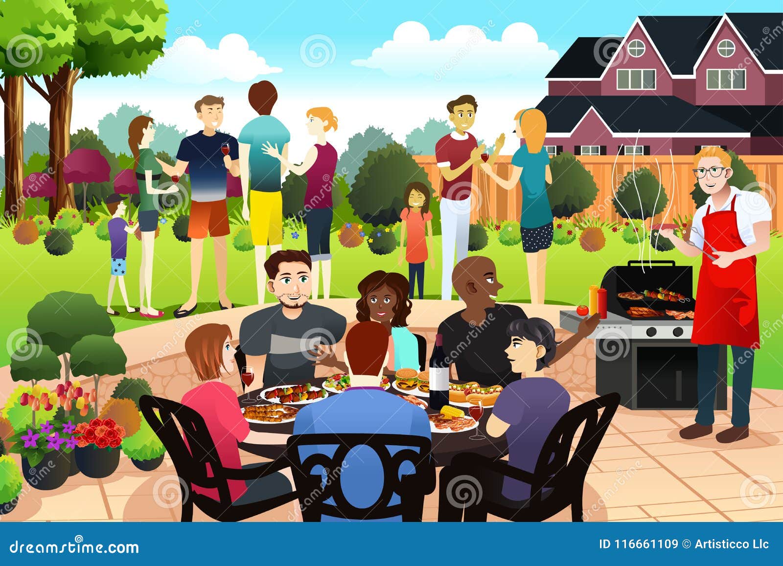 Friends and Family Gather Together Having BBQ Party in the Summer Stock ... Friends and Family Gather Together Having BBQ Party in the Summer Stock ...