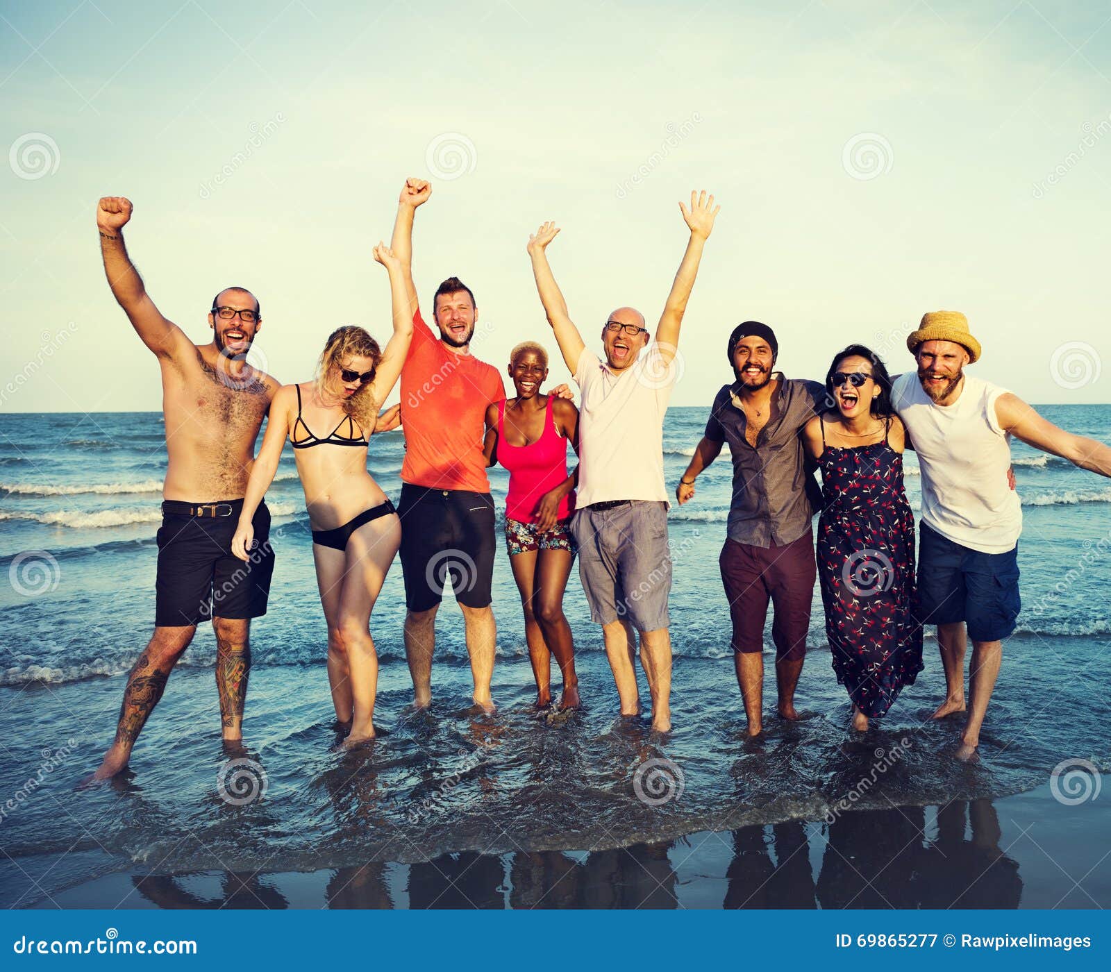 Friends Freedom Summer Beach Vacations Concept Stock Image - Image of ...