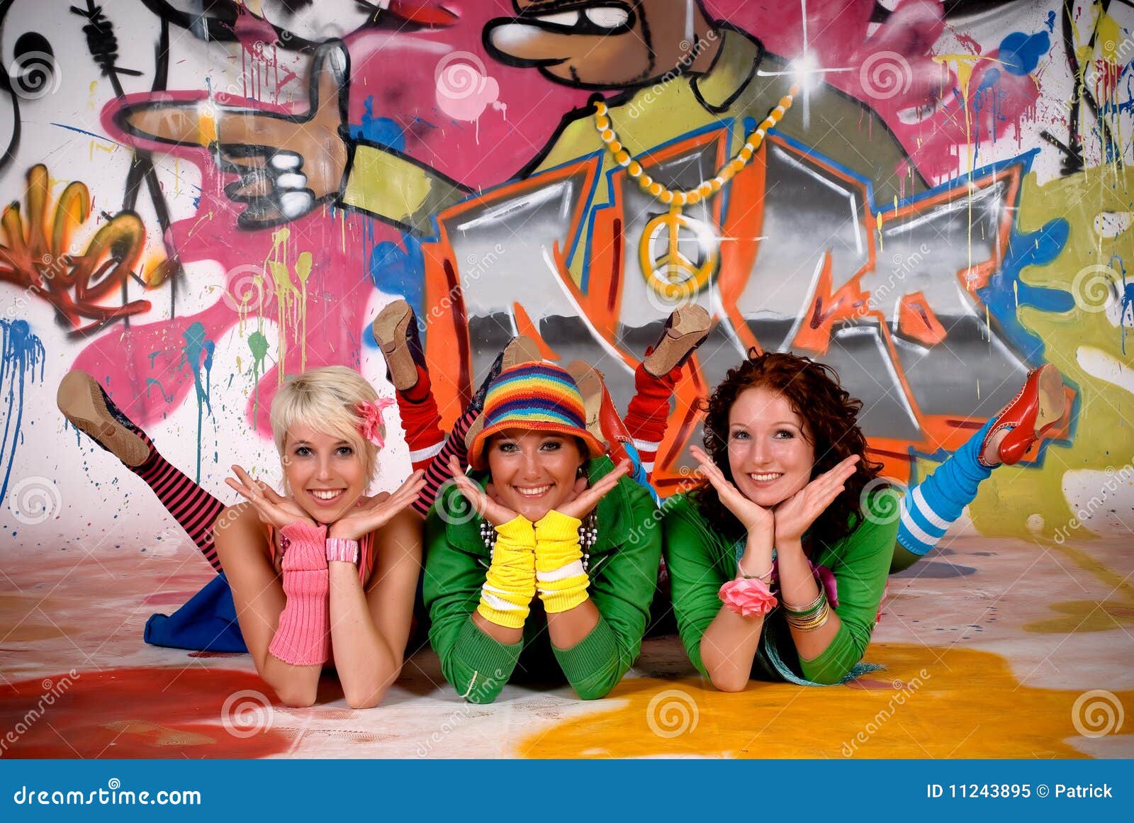 Friends fun graffiti wall stock image. Image of happy - 11243895