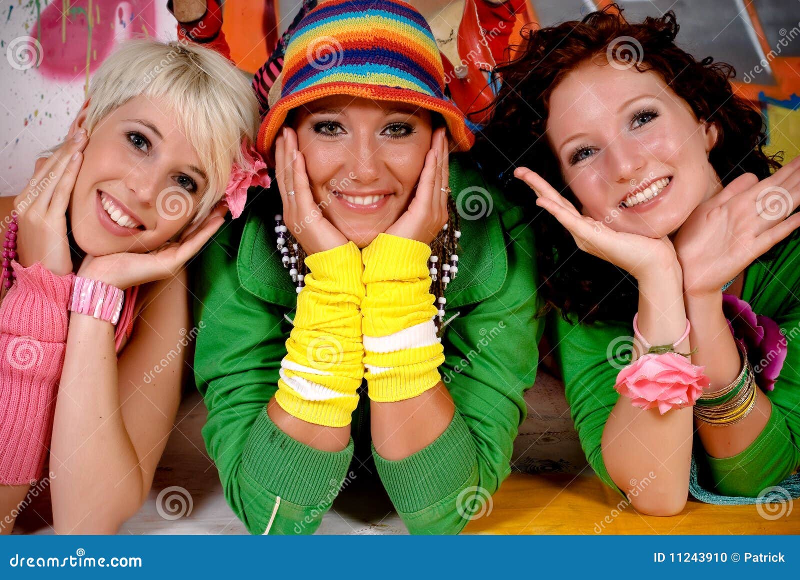 Friends fun graffiti wall stock photo. Image of happiness - 11243910