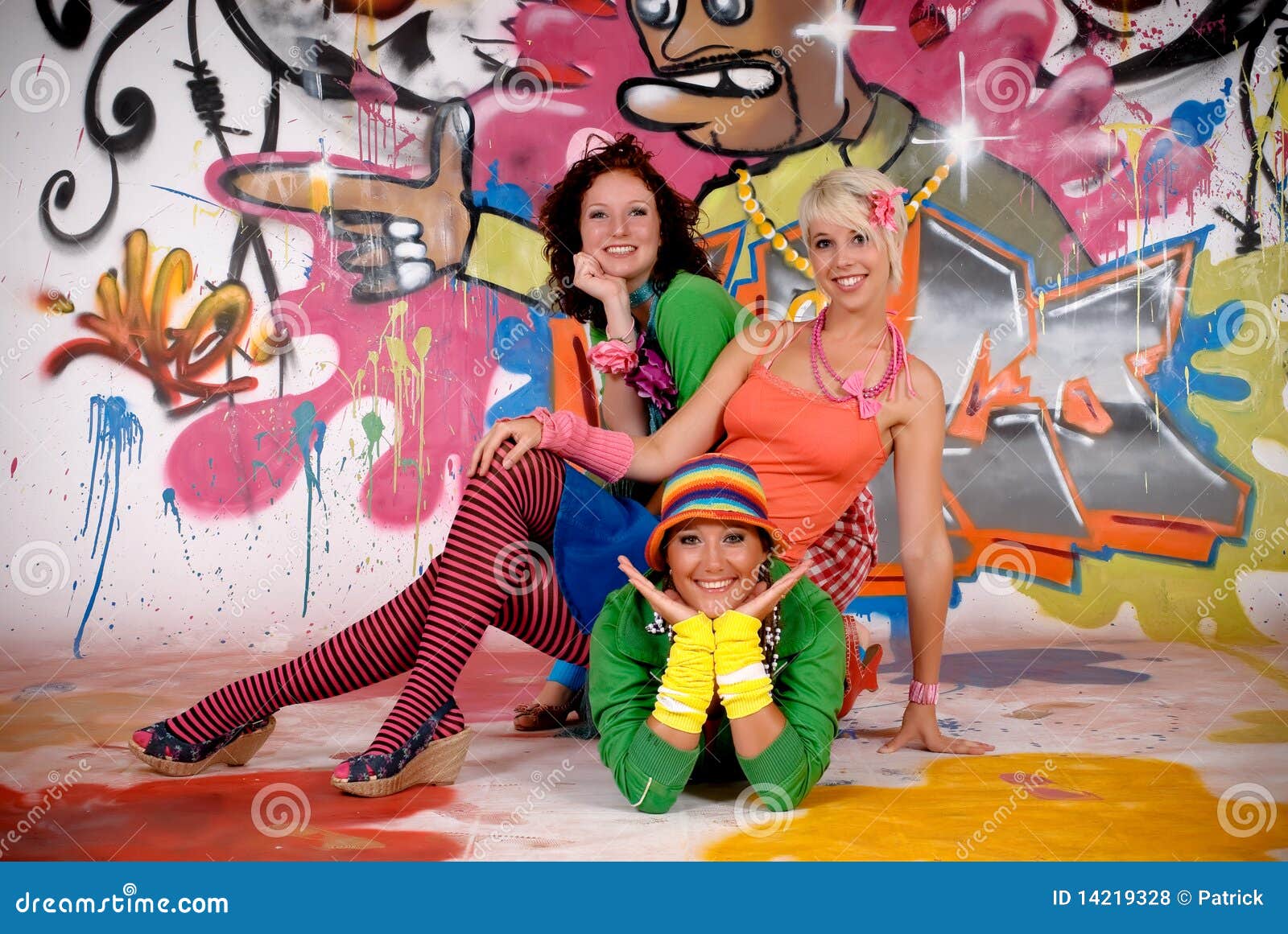 Friends fun graffiti wall stock photo. Image of humor - 14219328
