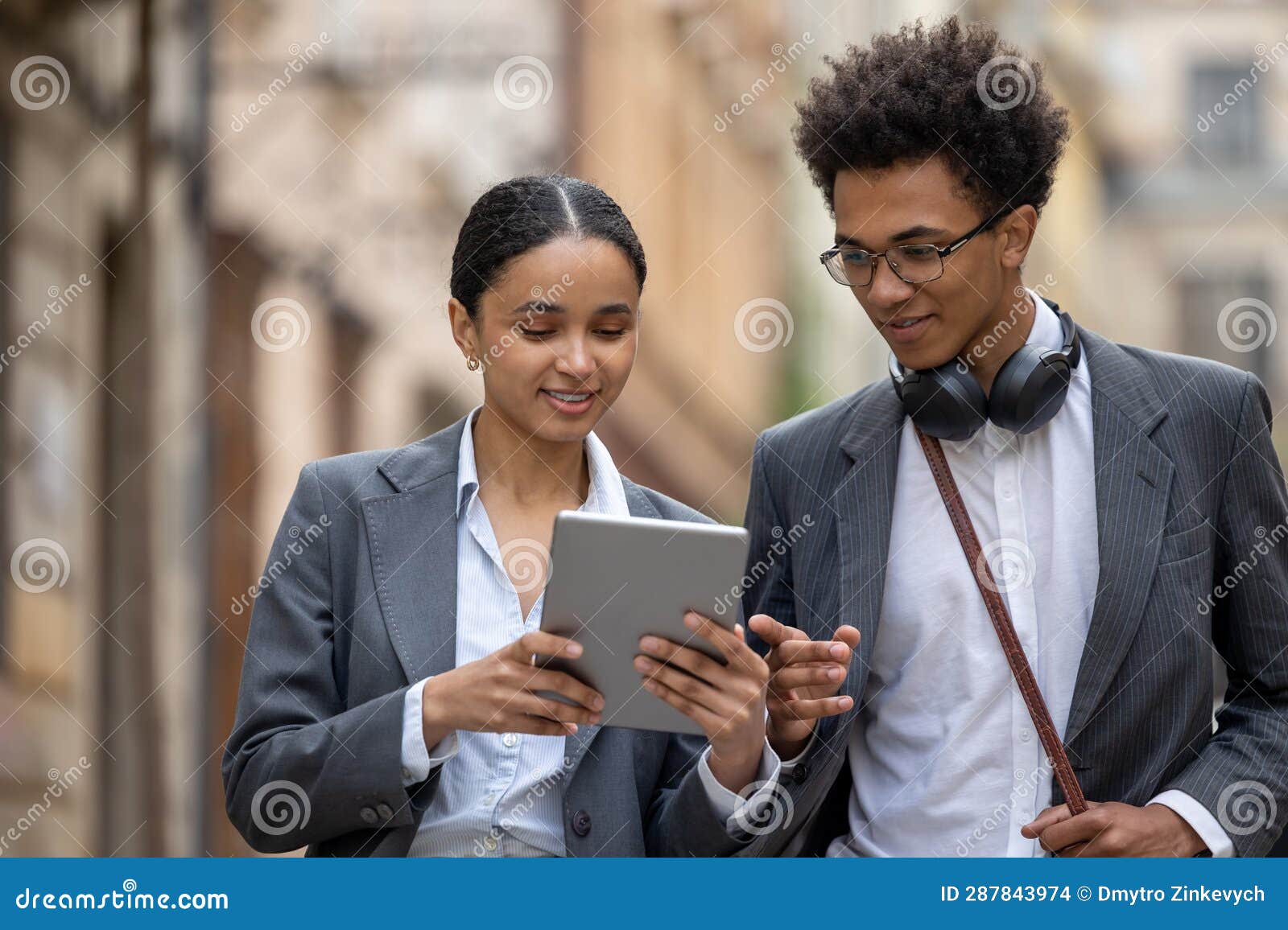 Friends Going Home after Work and Discussing Something Stock Photo ...