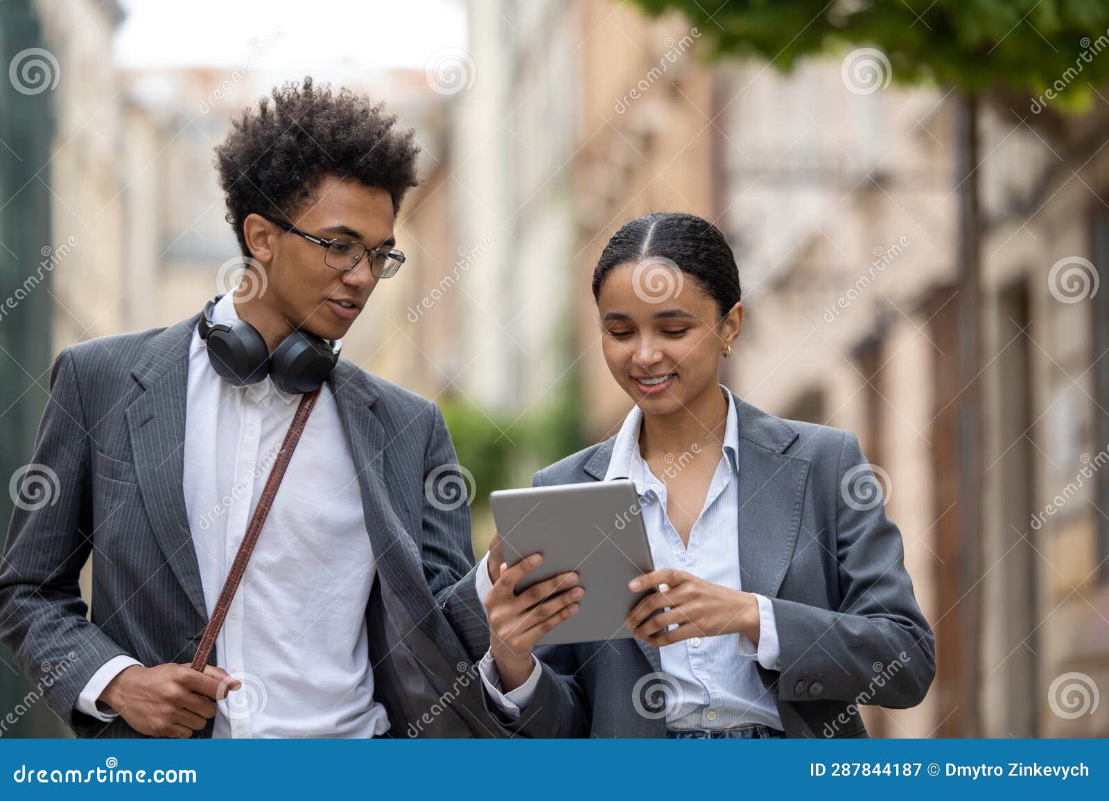 Friends Going Home after Work and Discussing Something Stock Image ...
