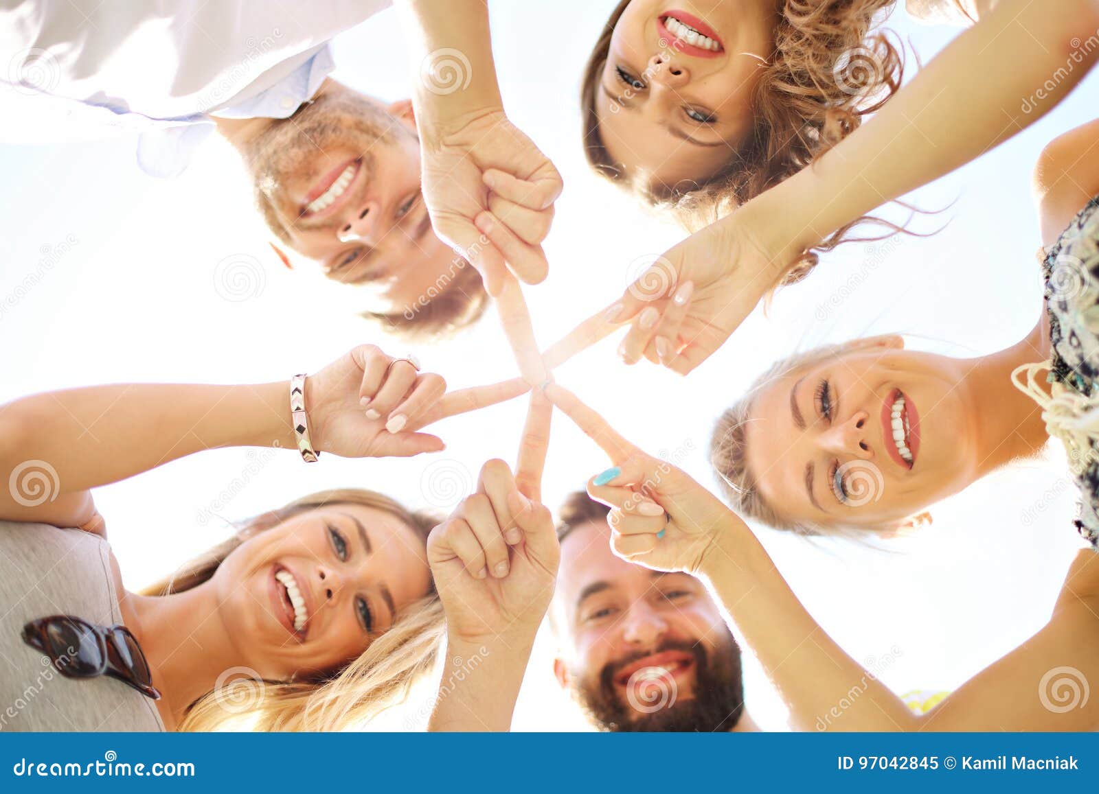 Friends Group Having Fun Together on Grass Stock Image - Image of girls ...