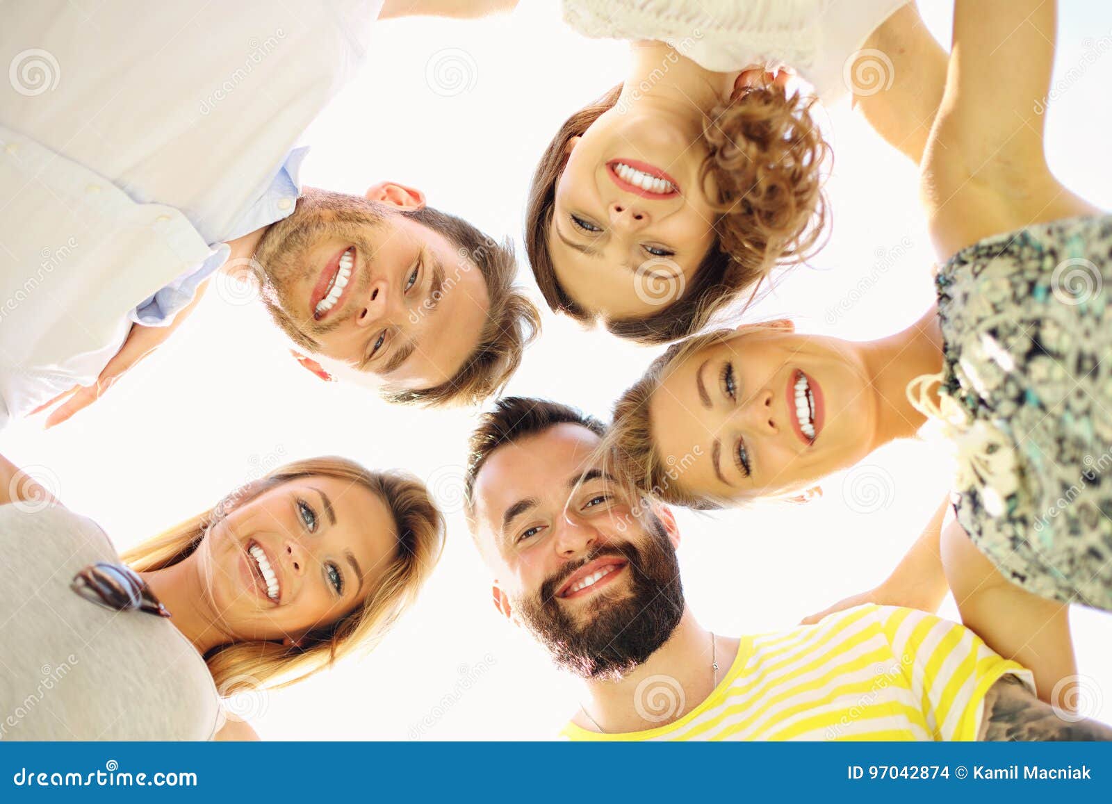 Friends Group Having Fun Together on Grass Stock Photo - Image of ...