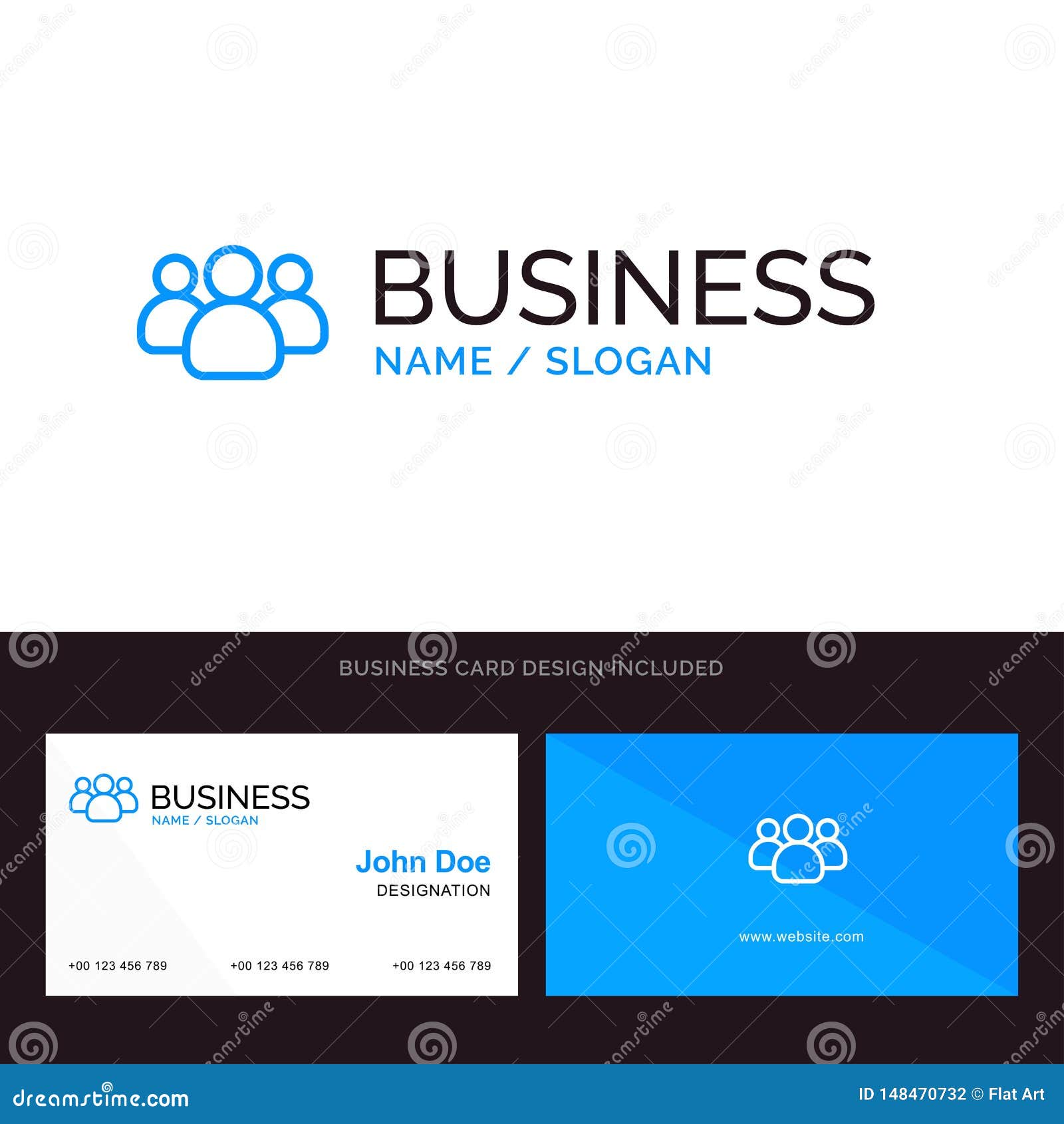 Friends, Group, Users, Team Blue Business Logo and Business Card ...