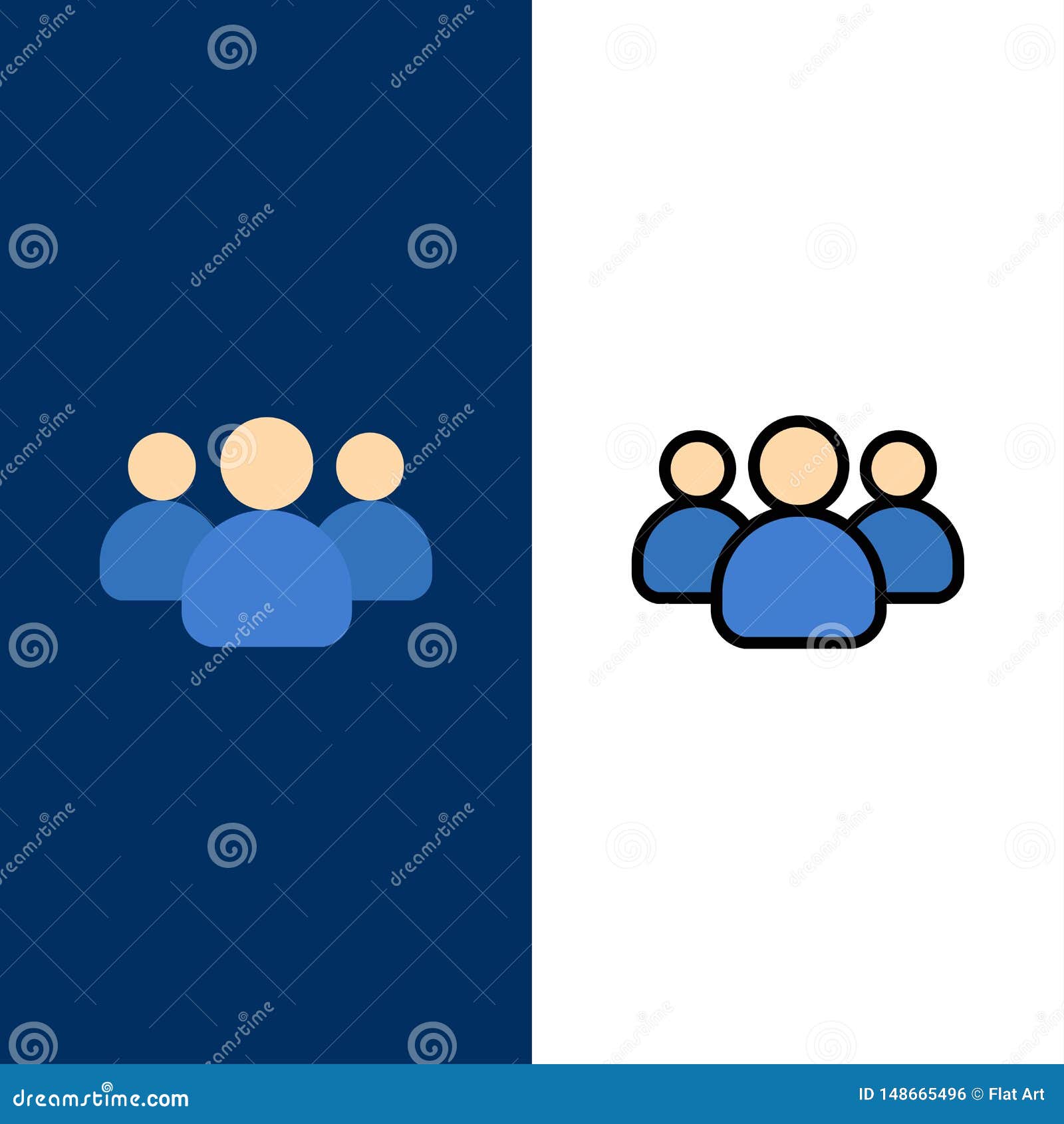 Friends, Group, Users, Team Icons. Flat and Line Filled Icon Set Vector ...