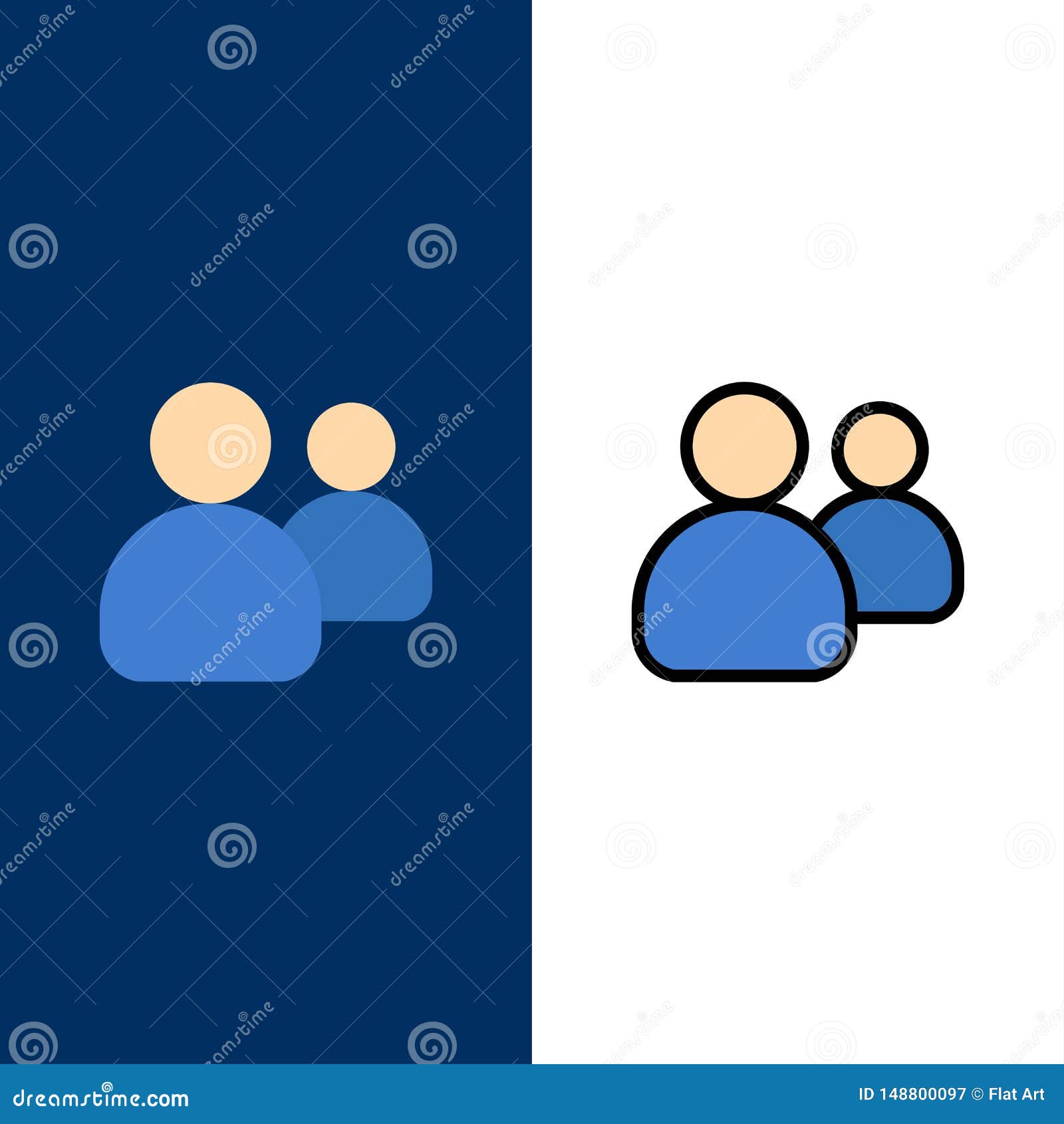 Friends, Group, Users, Team Icons. Flat and Line Filled Icon Set Vector ...