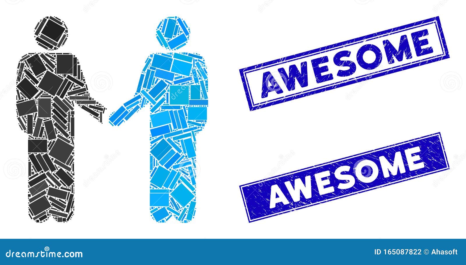 Friends Handshake Mosaic and Scratched Rectangle Awesome Watermarks ...