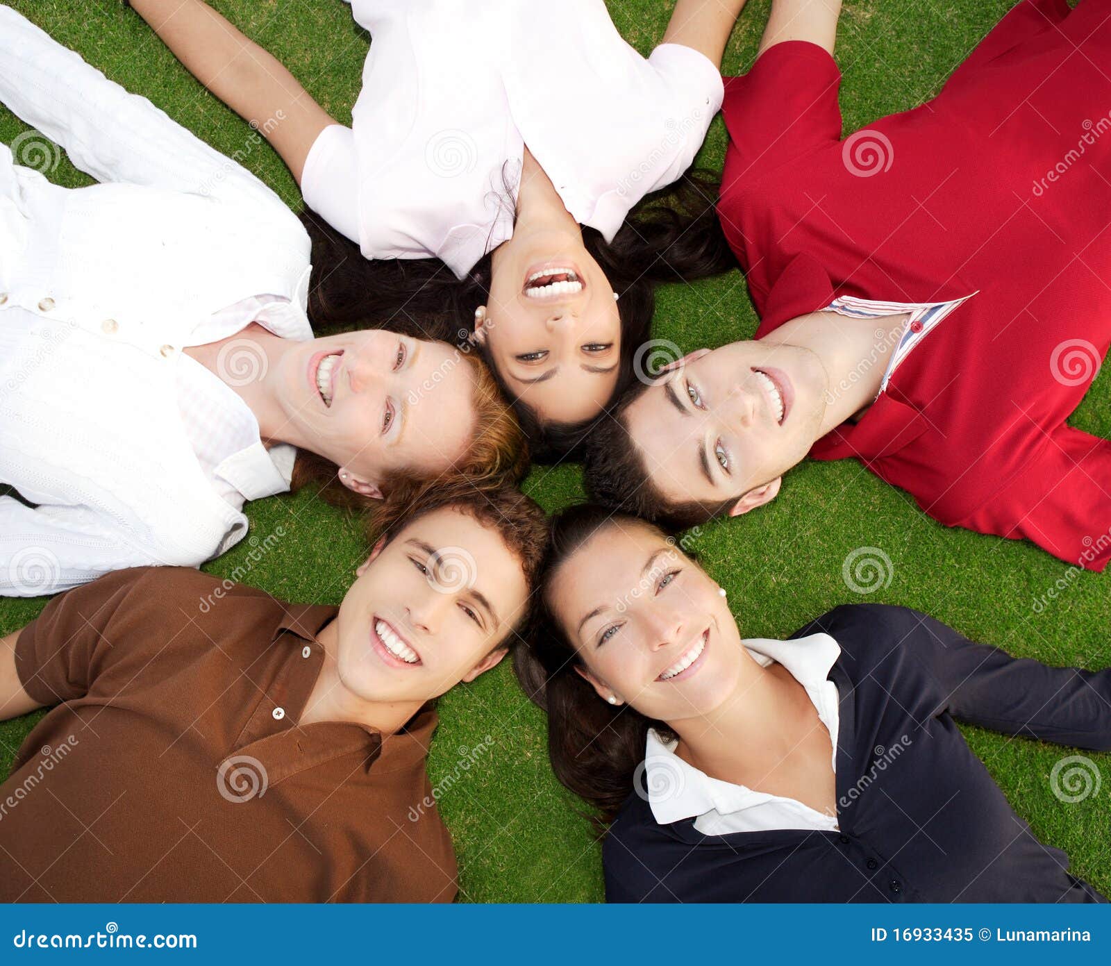 Friends Happy Group in Circle Together on Grass Stock Image - Image of ...