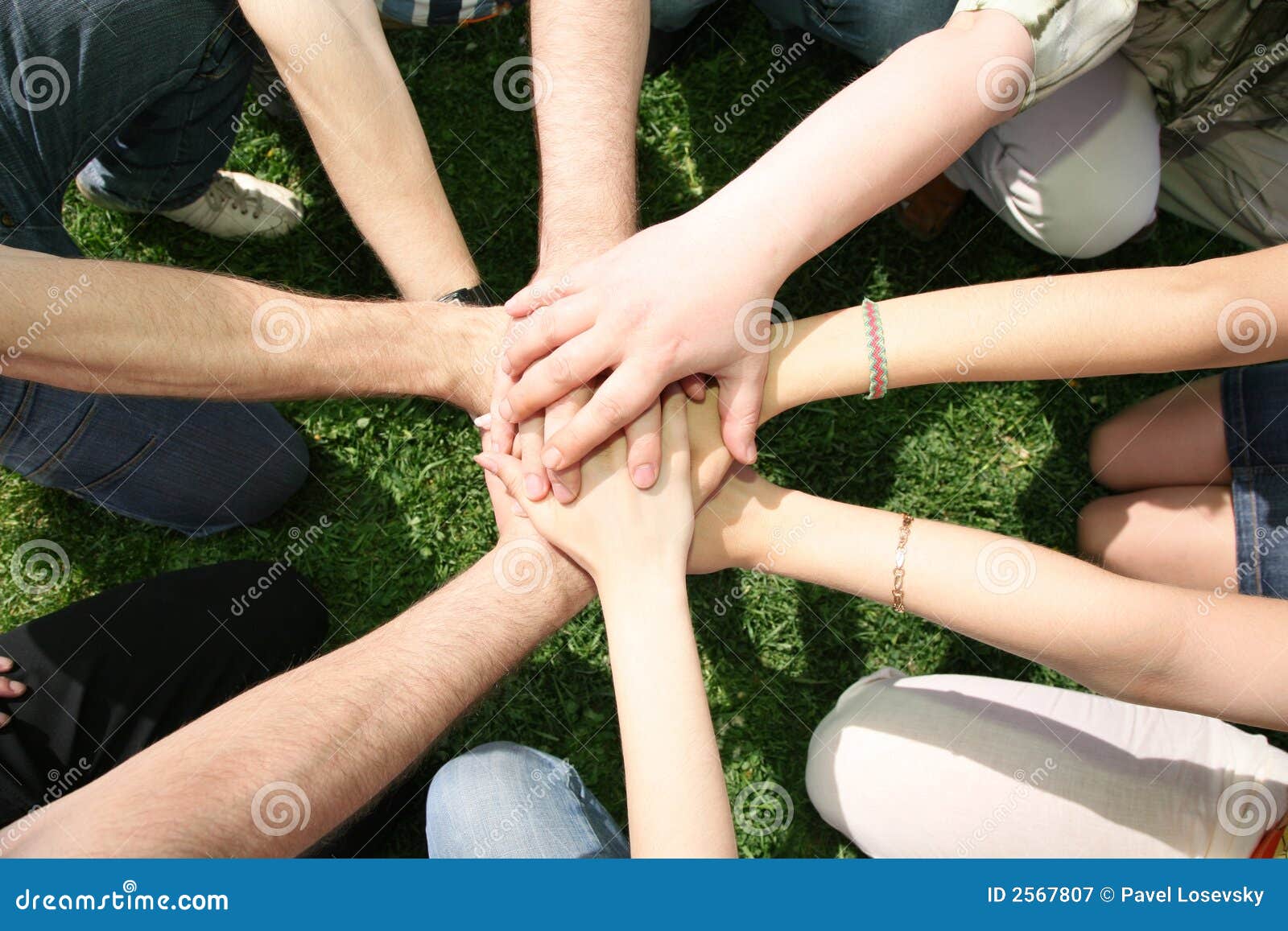 Friends Have Combined Hands Stock Image - Image of unity, friendship ...