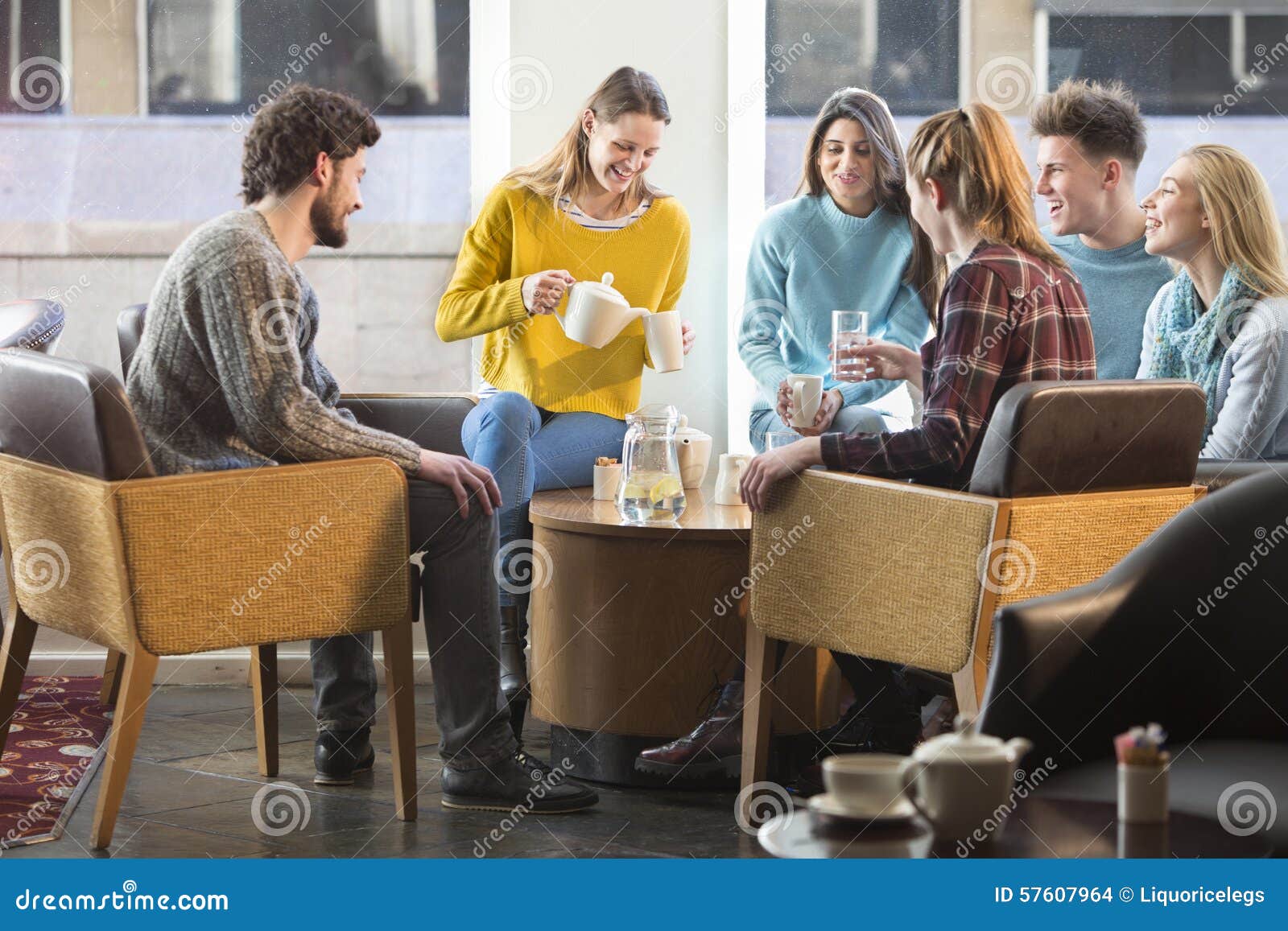 Friends Having Afternoon Tea in a Cafe Stock Photo - Image of beauty ...