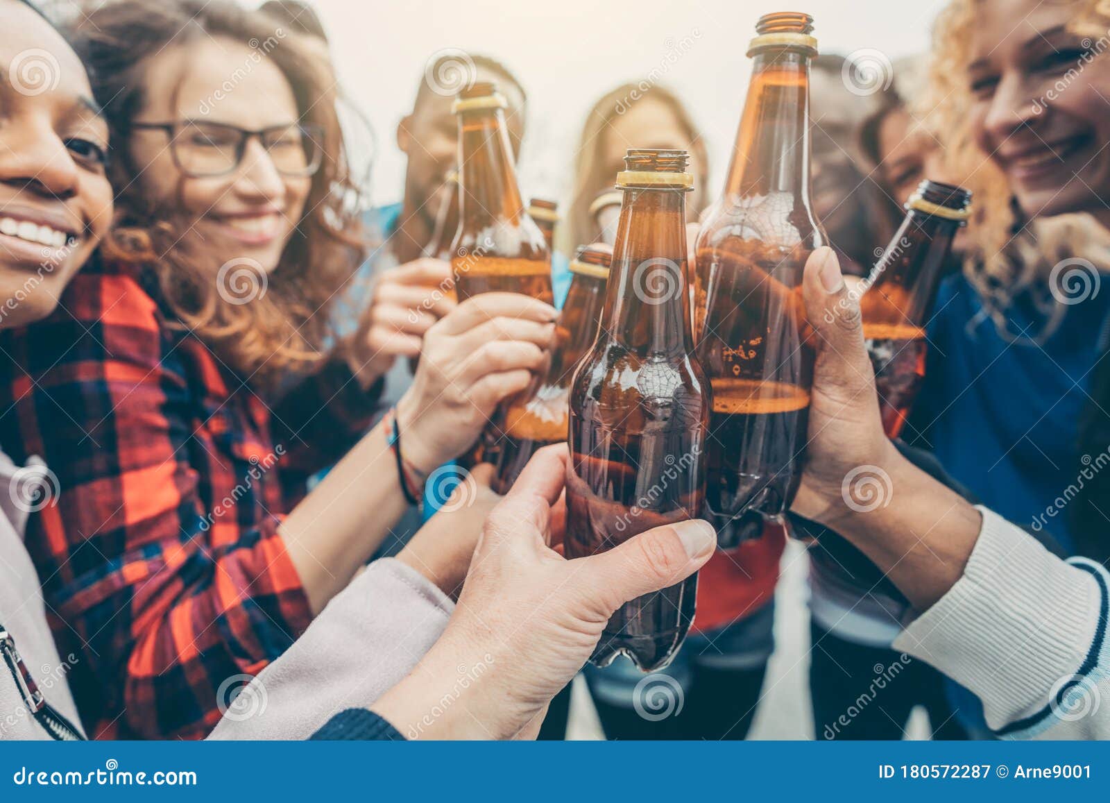 Friends Having a Beer Together Stock Image - Image of caucasian, happy ...