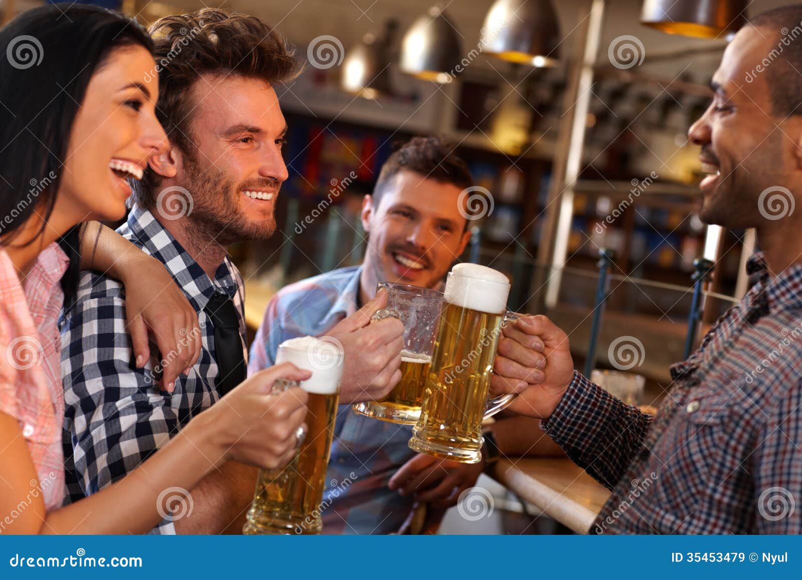 Friends having fun in bar stock image. Image of club - 35453479