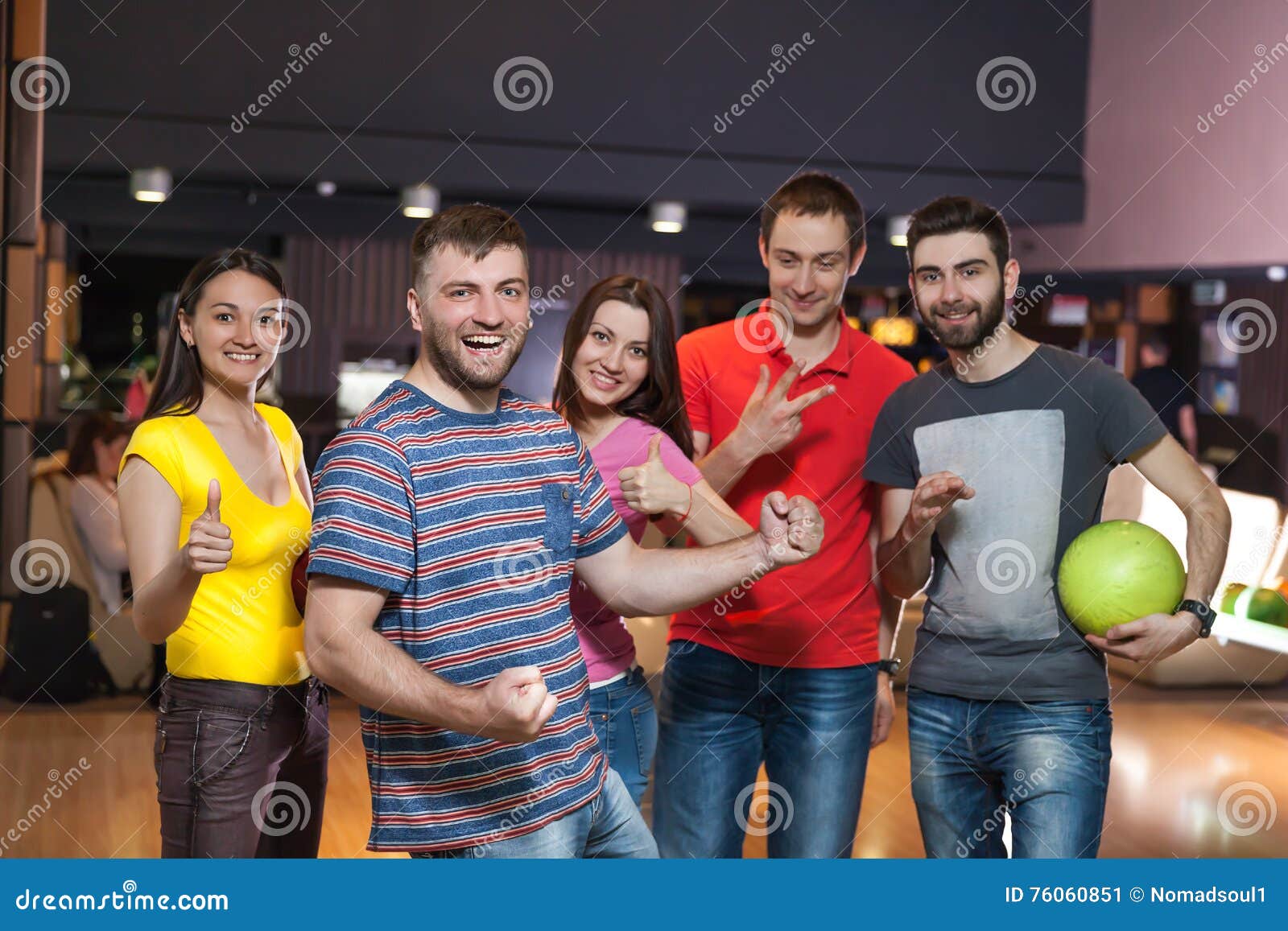 Friends Having Fun in Bowling Stock Image - Image of club, excitement ...