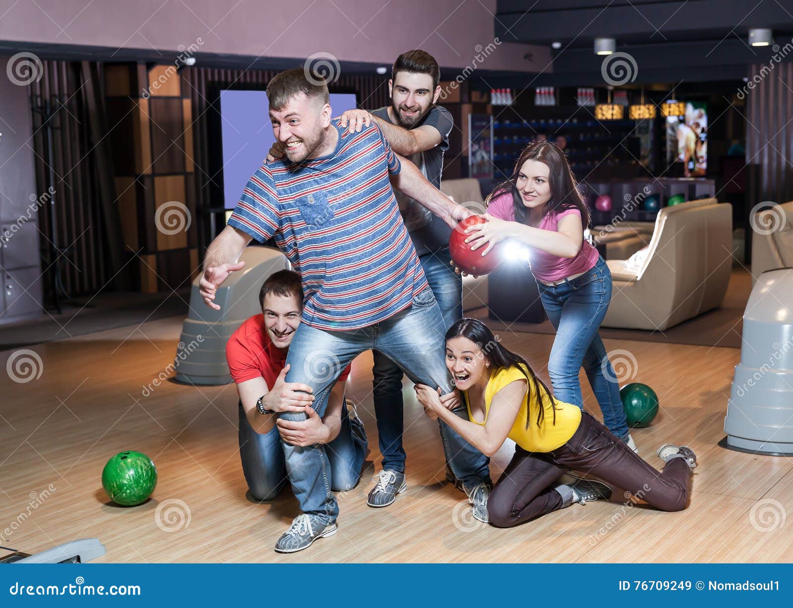 Friends Having Fun in Bowling Stock Image - Image of enjoyment ...