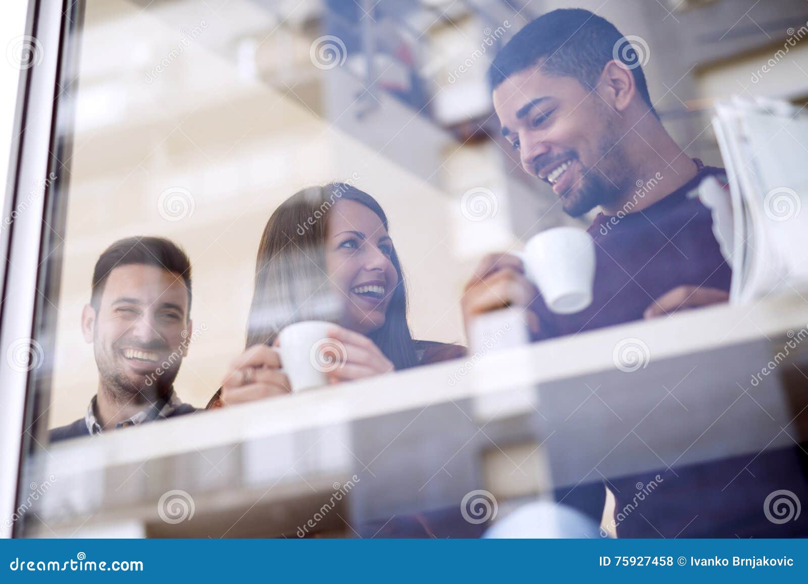Friends Having Fun in a Coffee Shop Stock Photo - Image of city, food ...
