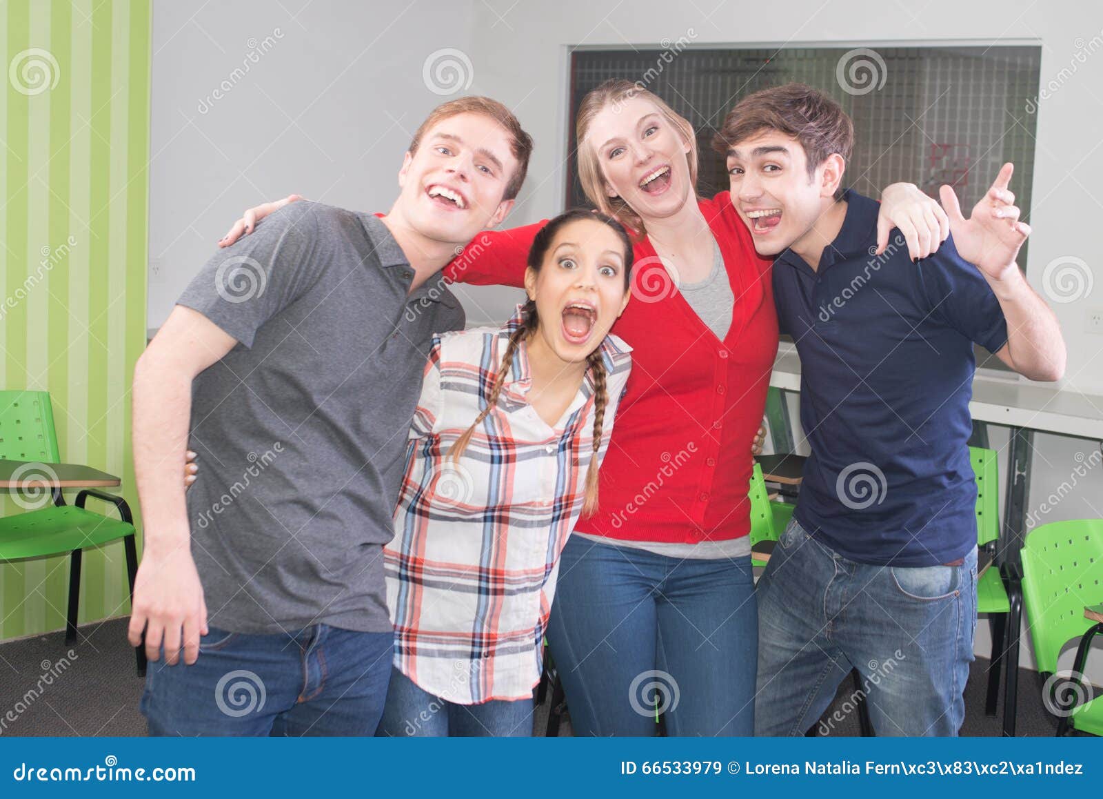 Friends Having Fun in the College Stock Image - Image of model, campus ...
