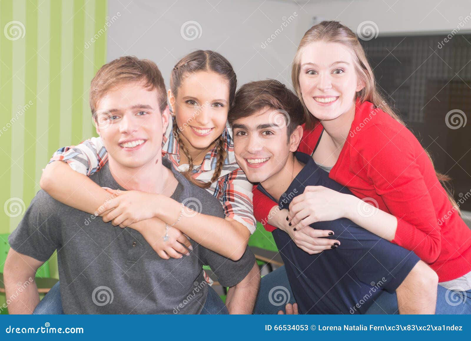 Friends Having Fun in the College Stock Image - Image of young ...