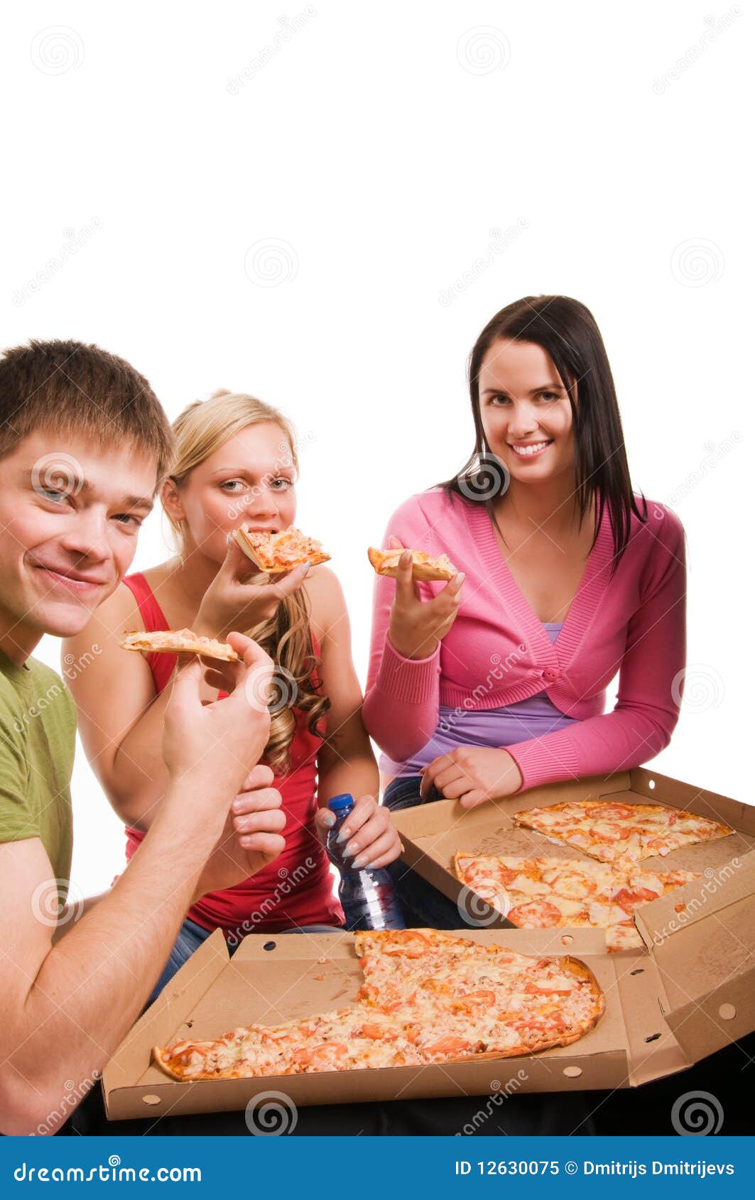 Friends Having Fun and Eating Pizza Stock Image - Image of color ...