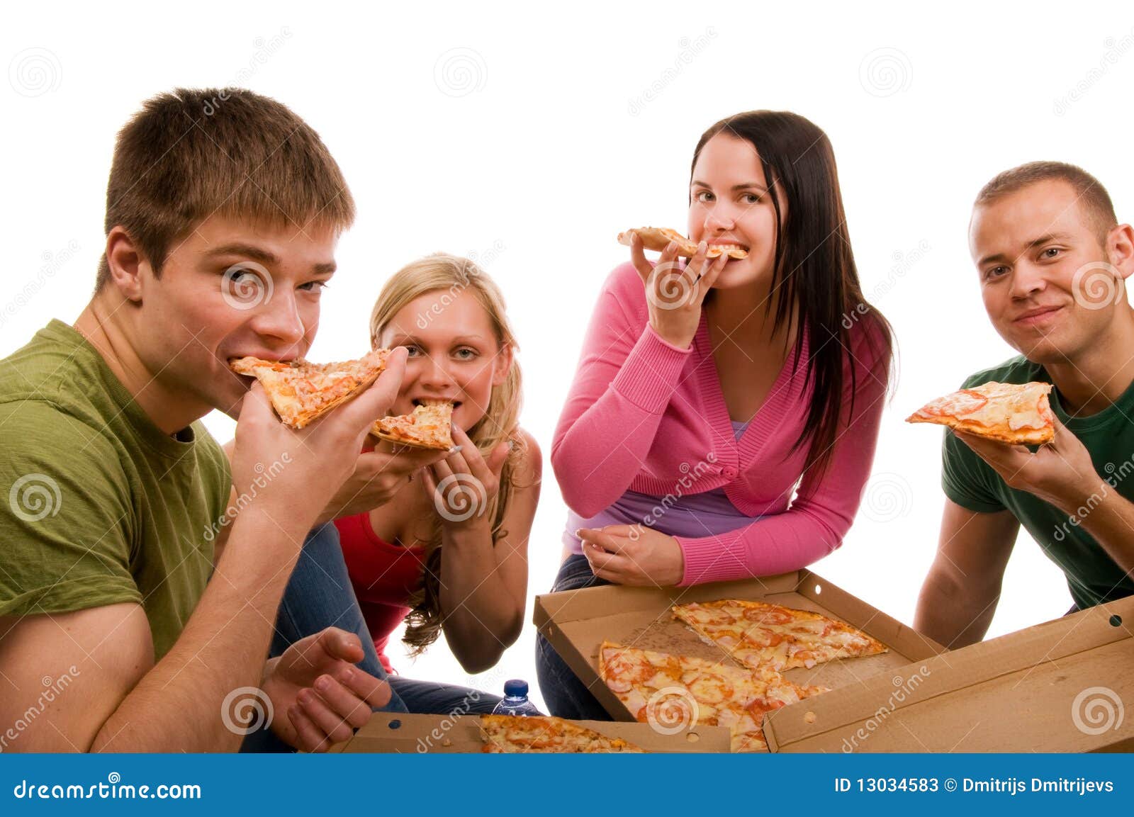 Friends Having Fun and Eating Pizza Stock Image - Image of happy, diet ...