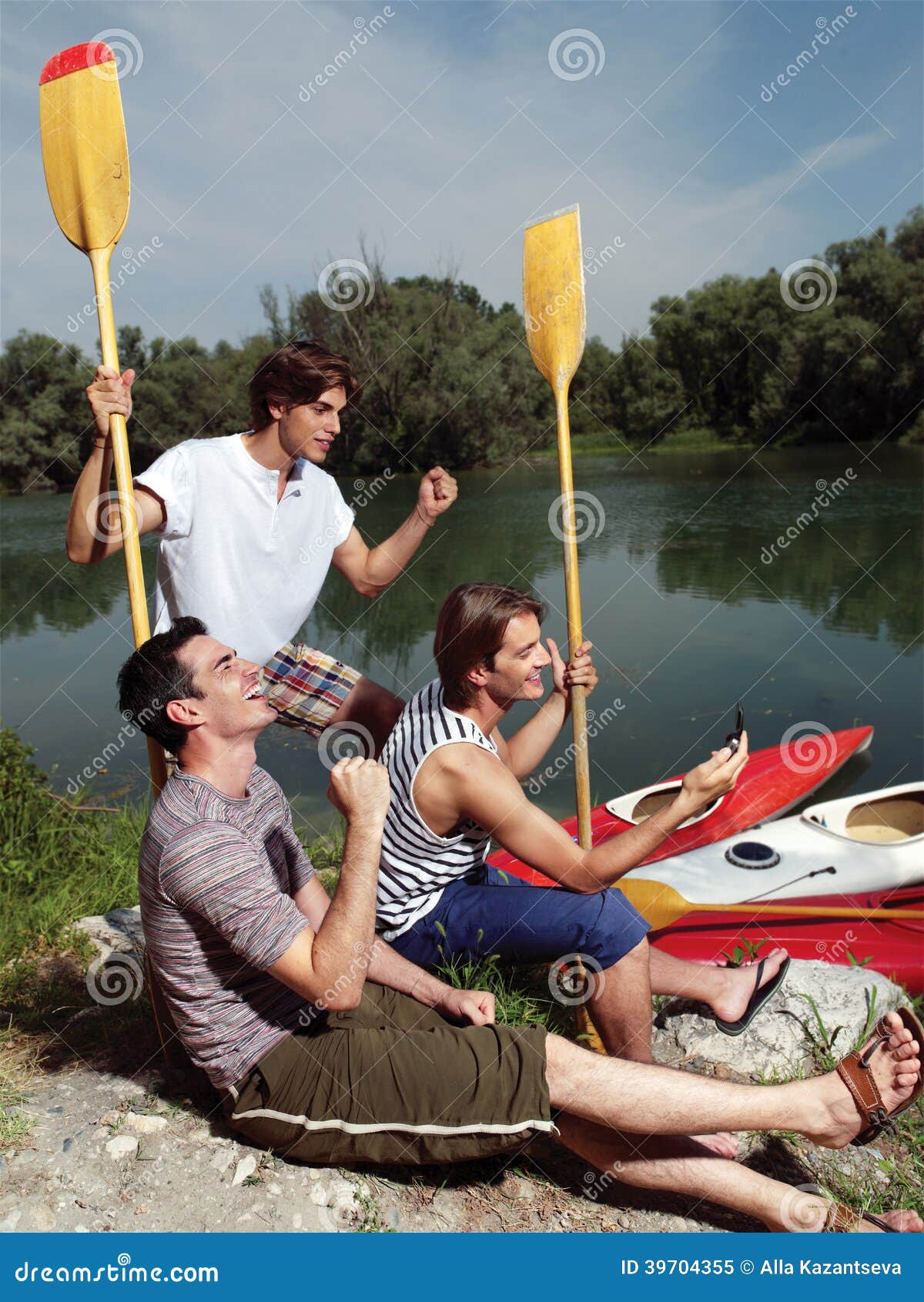 Friends Having Fun Near River Stock Image - Image of bright, laughing ...