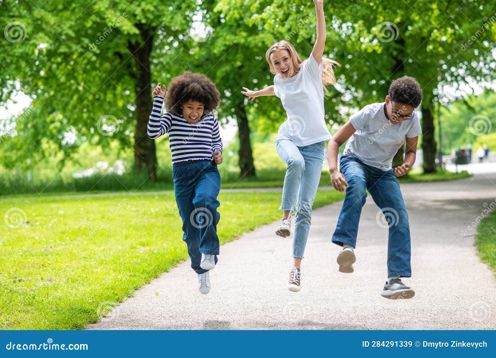 Friends Having Fun in the Park and Feeling Good Together Stock Image ...