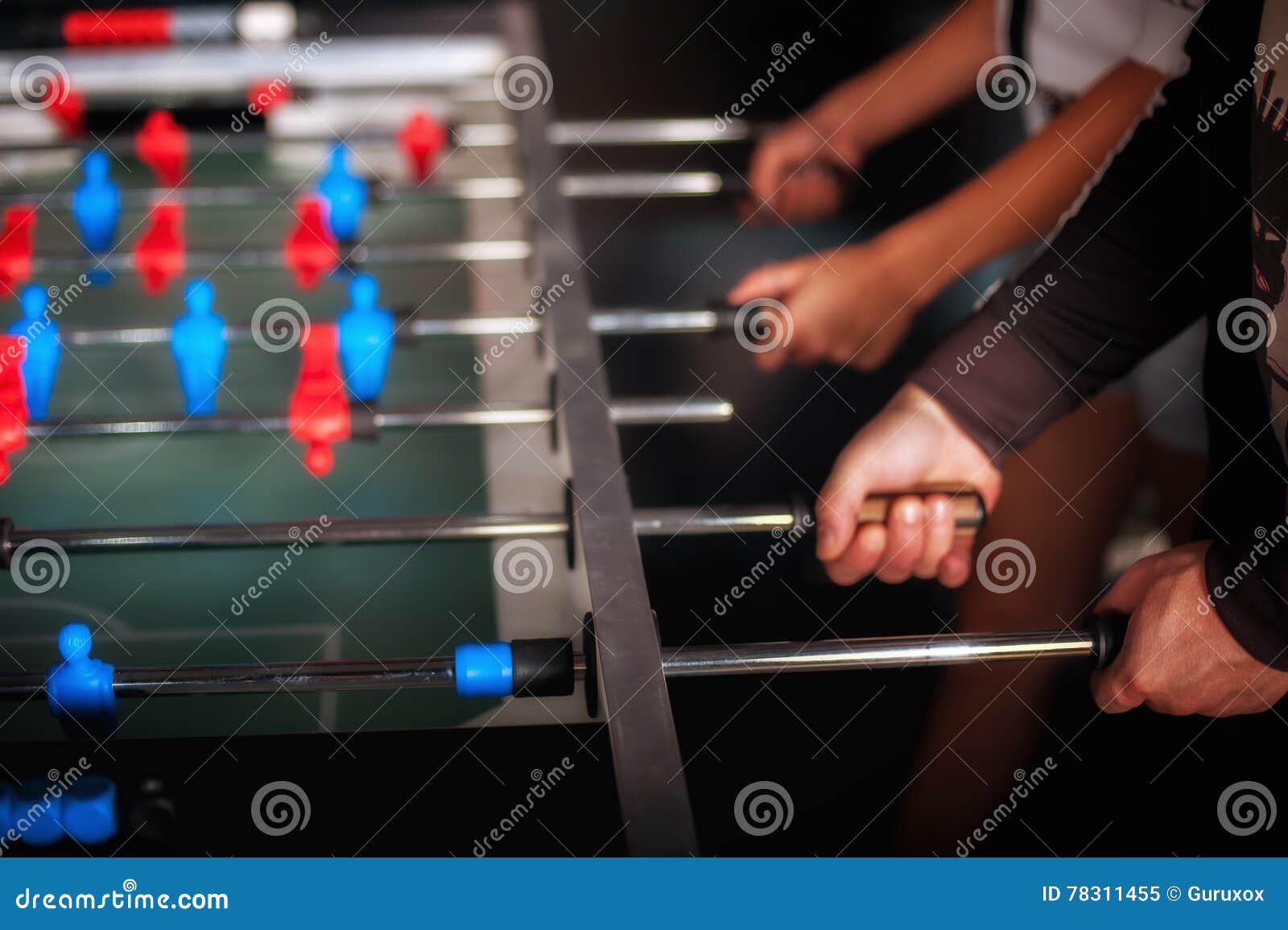 Friends Having Fun Playing Table Foosball Stock Image - Image of games ...