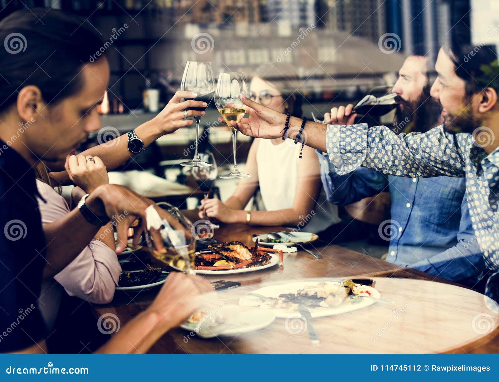Friends Having Lunch Time Together Stock Photo - Image of meeting ...