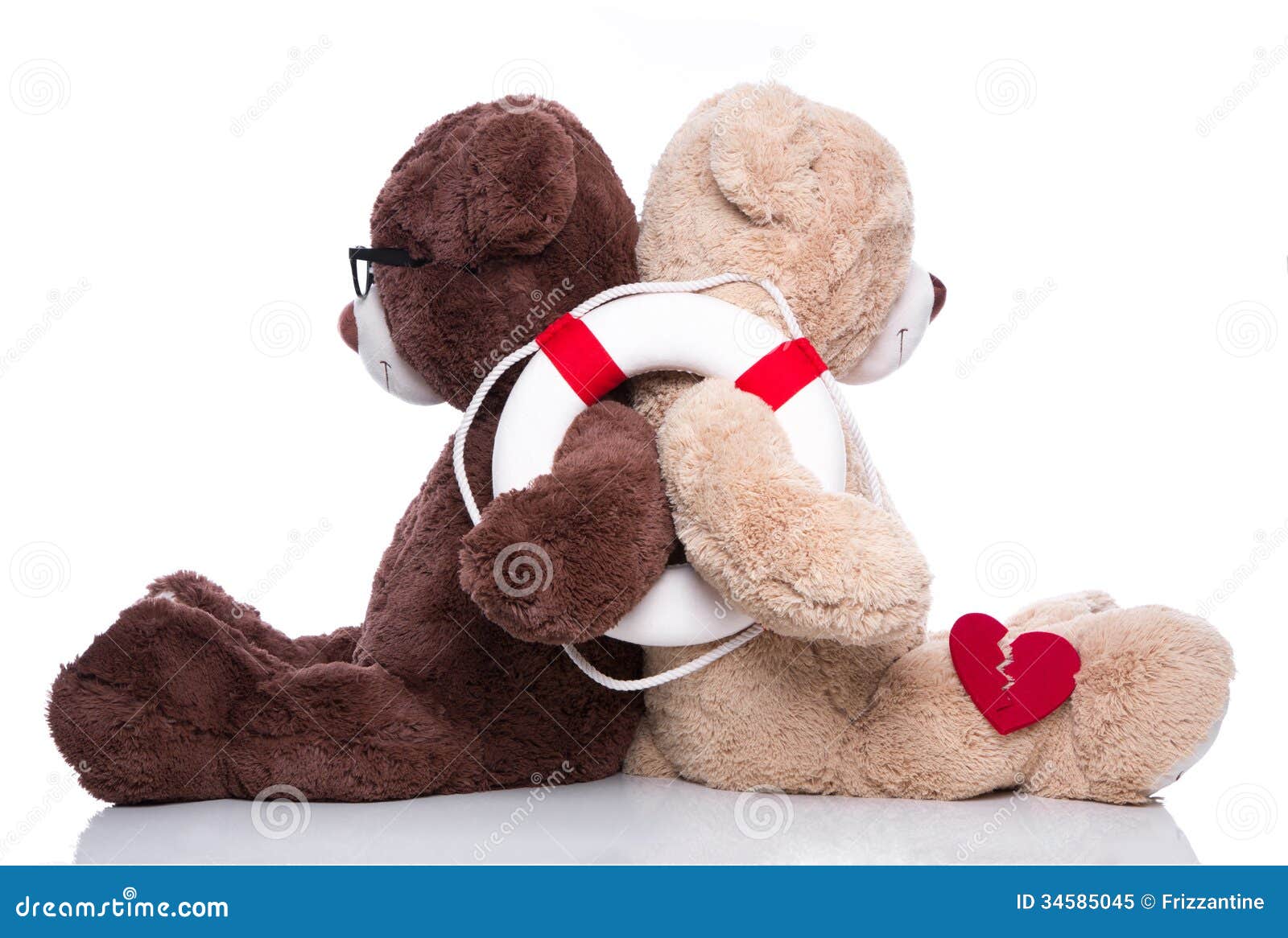 Friends Help: Teddy Bears Back To Back Giving Support Isolated Stock ...