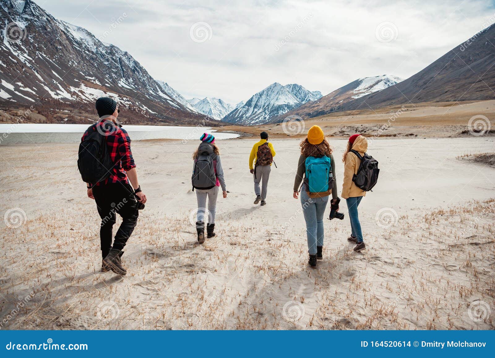 Friends Hikers Walks in Mountains Stock Photo - Image of nature ...