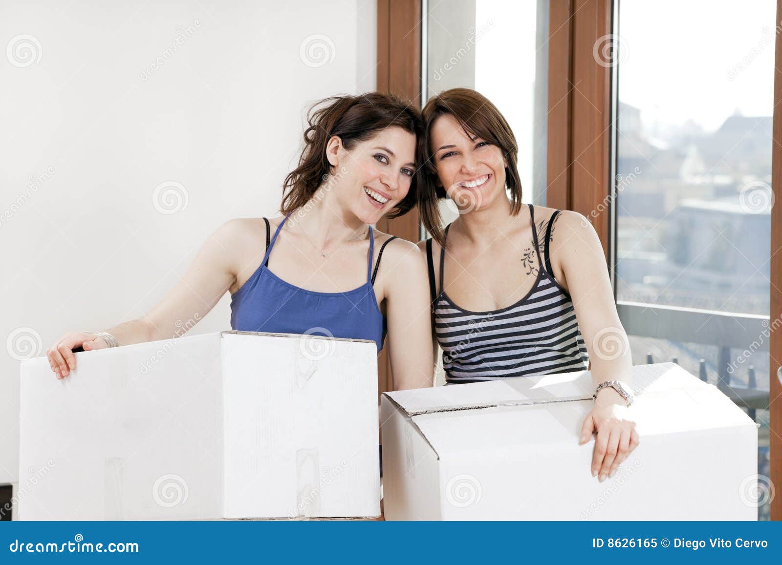 Friends holding boxes stock image. Image of cheerful, enjoying - 8626165