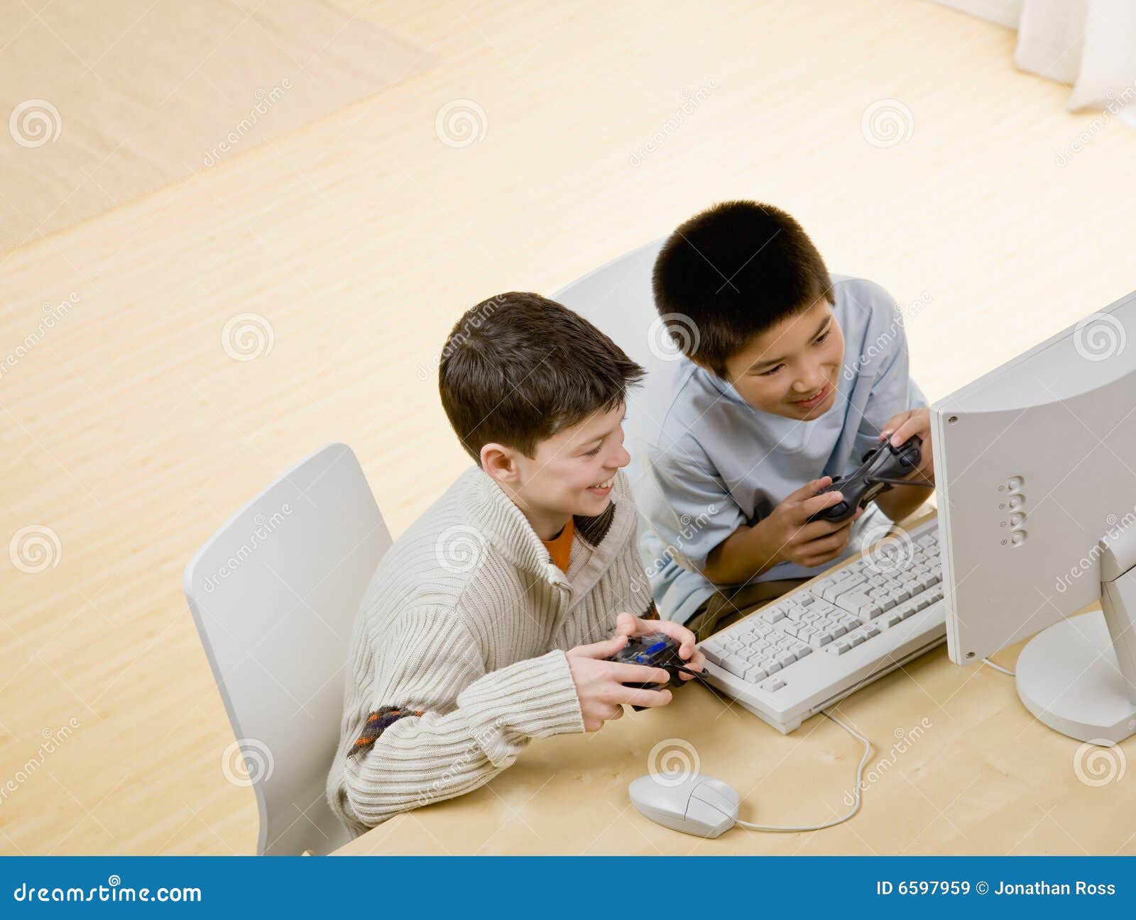 Friends Holding Video Game Controllers Having Fun Stock Image - Image ...