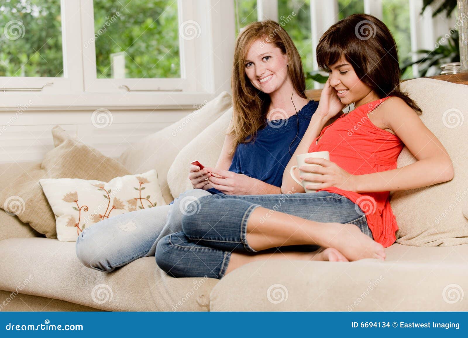 Friends at Home stock photo. Image of music, earphones - 6694134