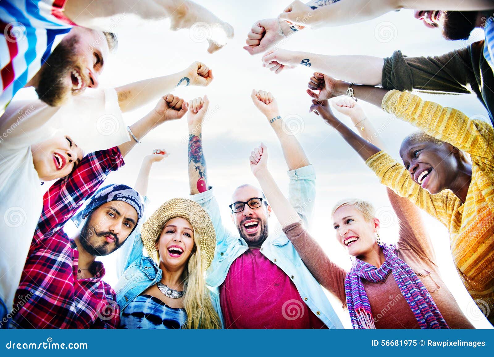 Friends Huddle Join Holiday Party Group Concept Stock Image - Image of ...