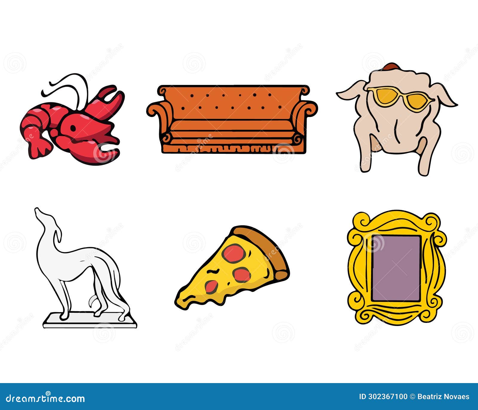 Friends Tv Show Set of Icons Stock Vector - Illustration of icon, icons ...