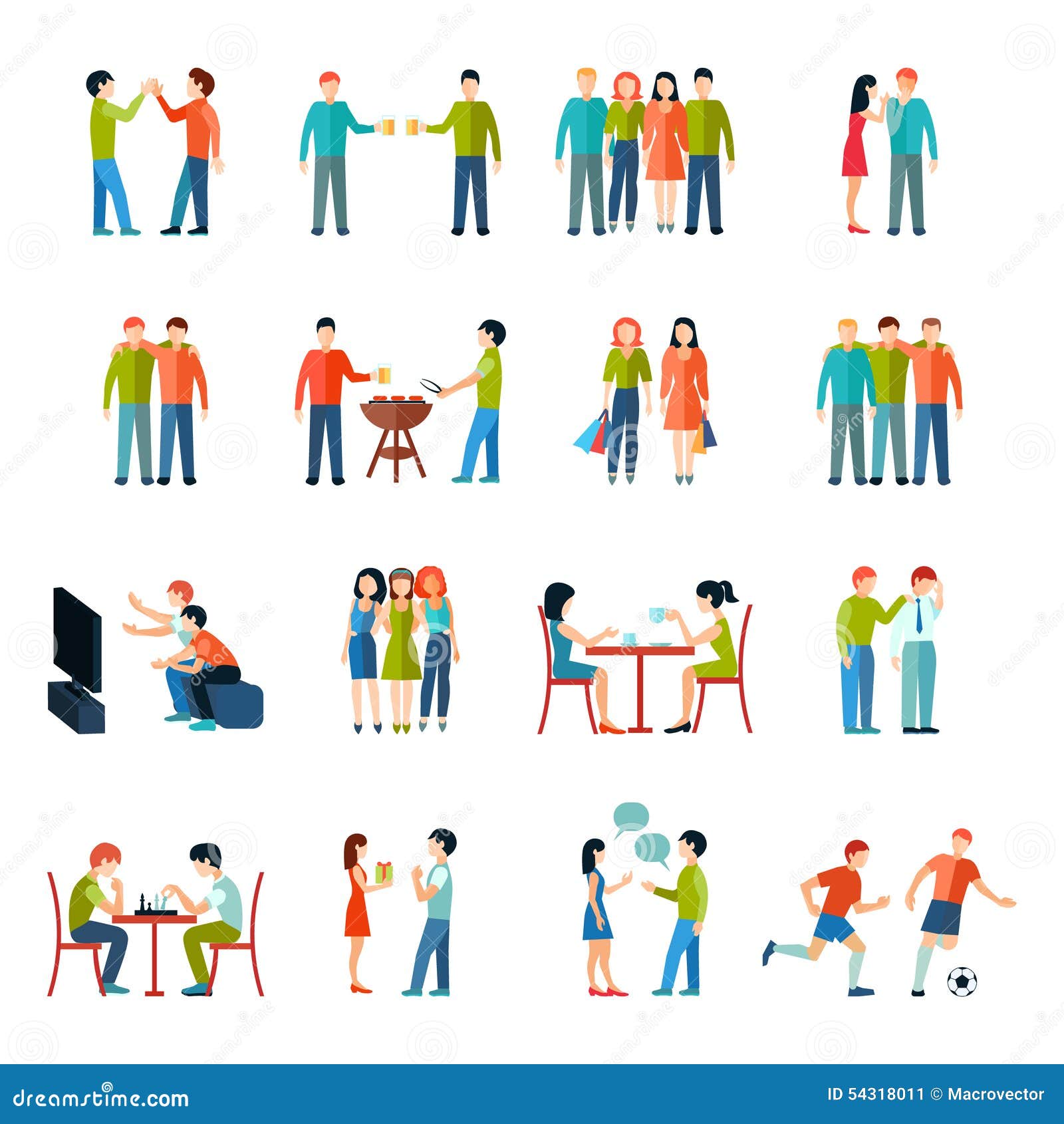 Friends Icons Flat Set stock vector. Illustration of friendly - 54318011 Friends Icons Flat Set stock vector. Illustration of friendly - 54318011