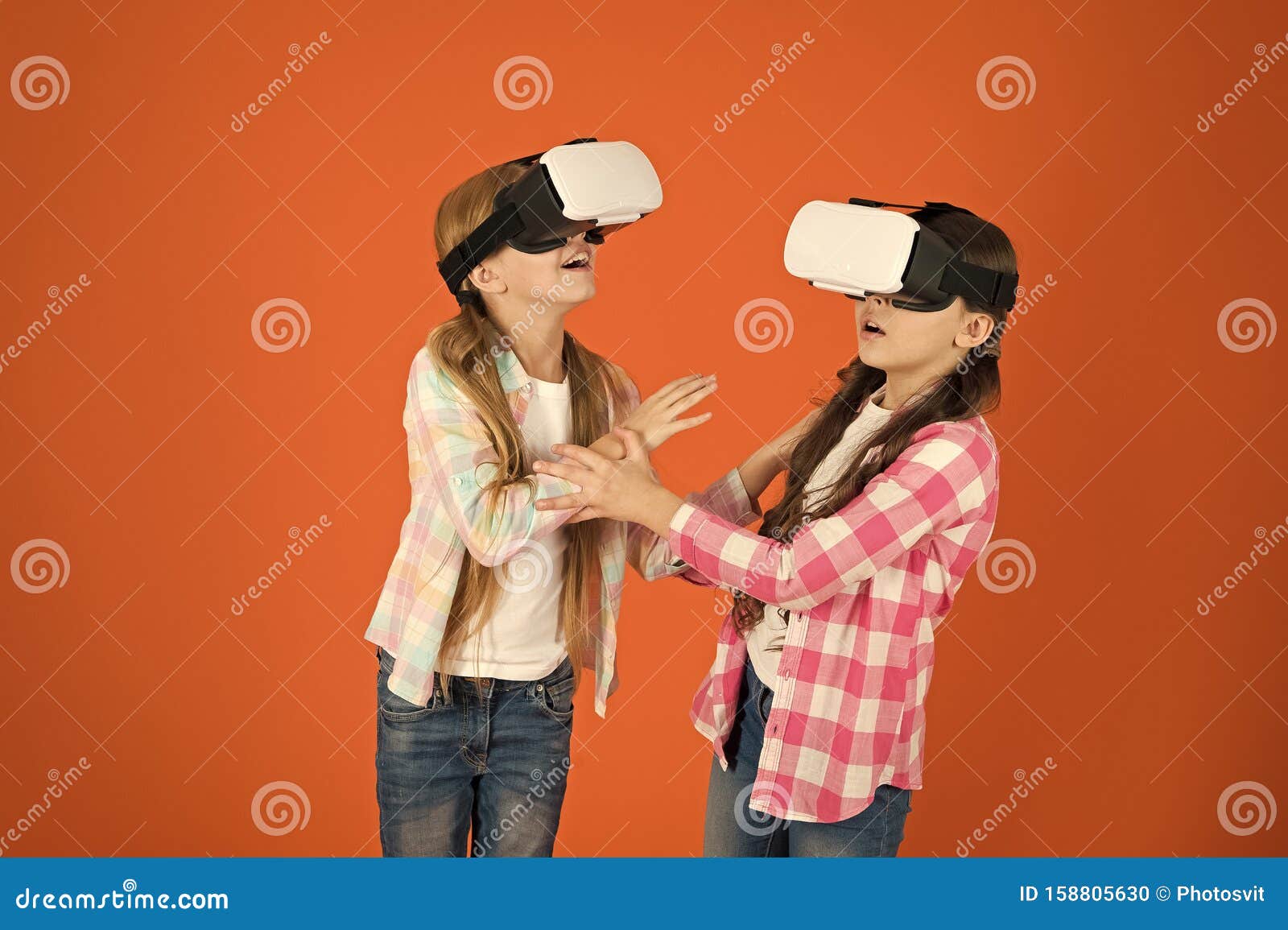 Friends Interact in Vr. Explore Alternative Reality. Future is Present ...